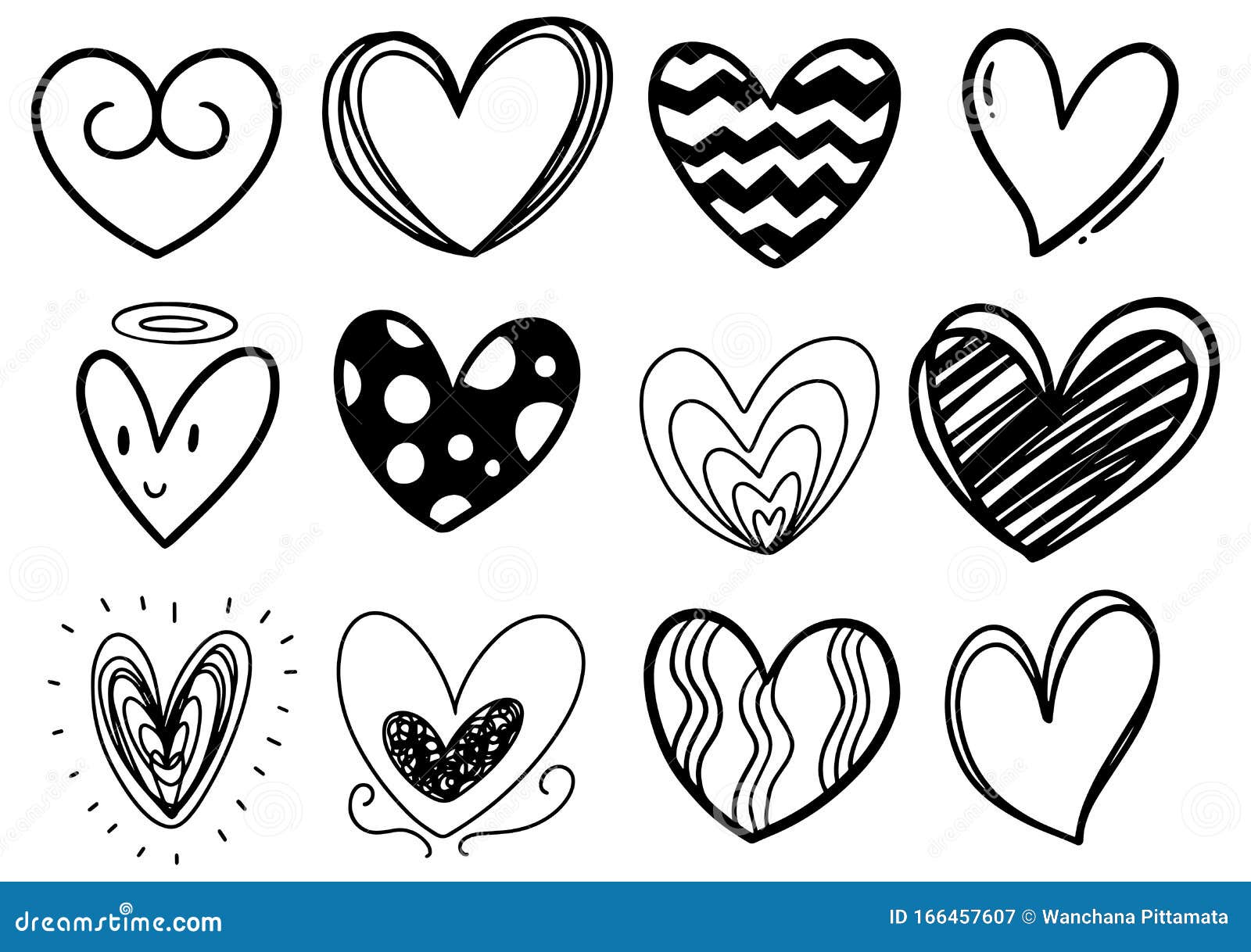 0003 Hand Drawn Scribble Hearts Stock Vector - Illustration of pencil ...