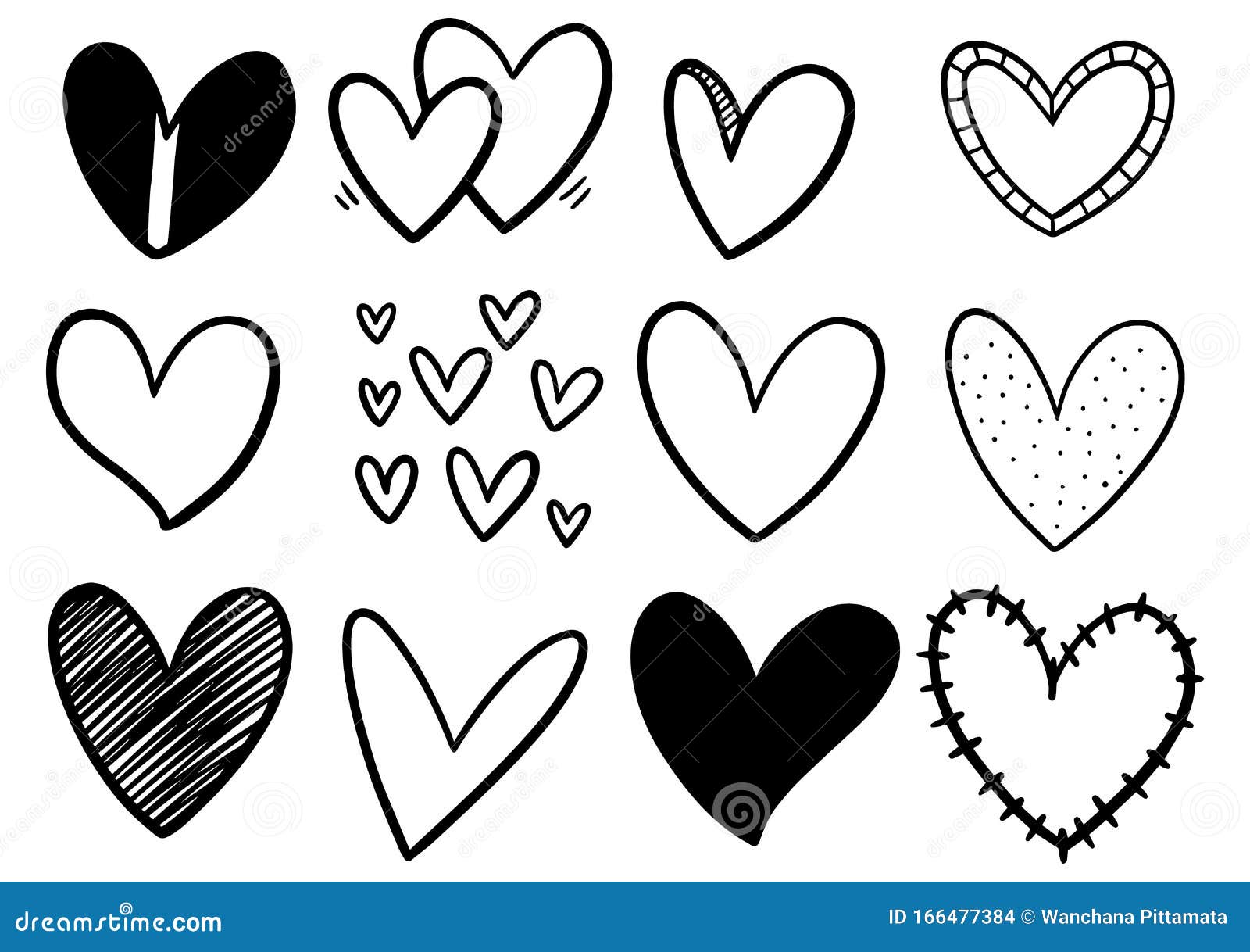 0051 Hand Drawn Scribble Hearts Stock Vector - Illustration of scribble ...