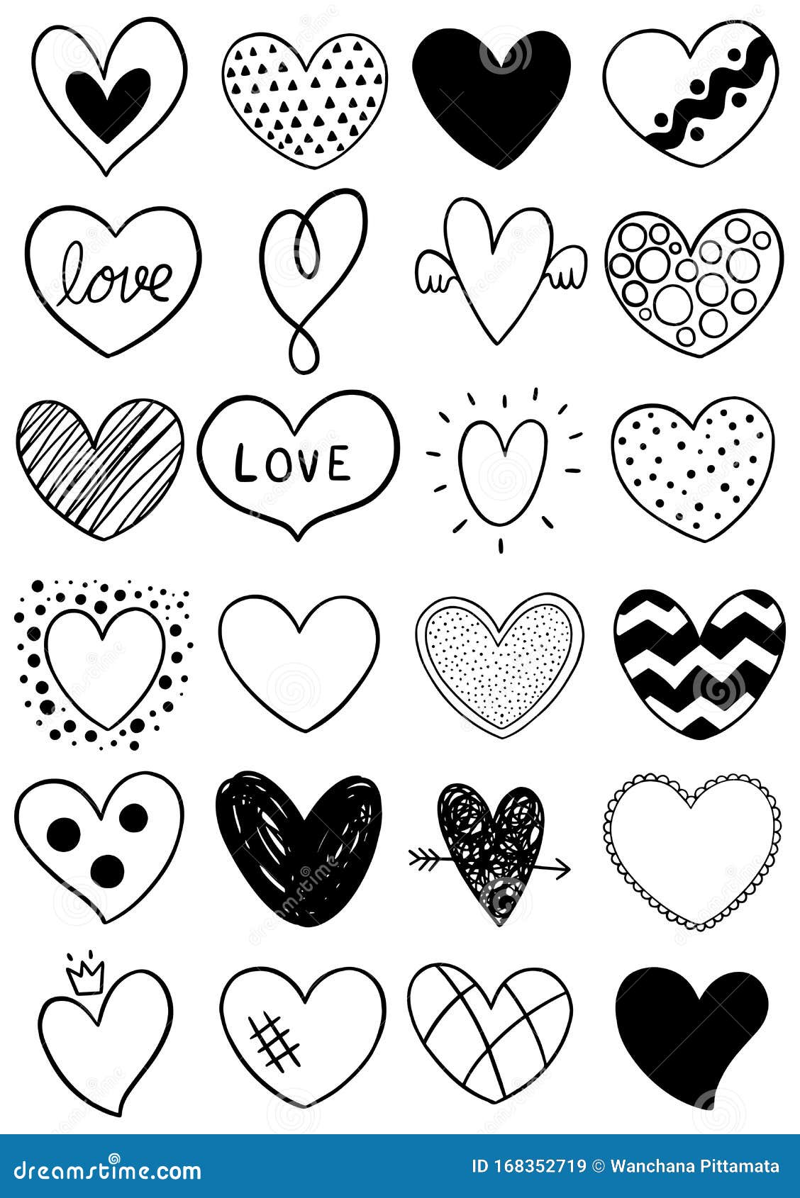 Hand drawn scribble hearts stock vector. Illustration of minimal ...