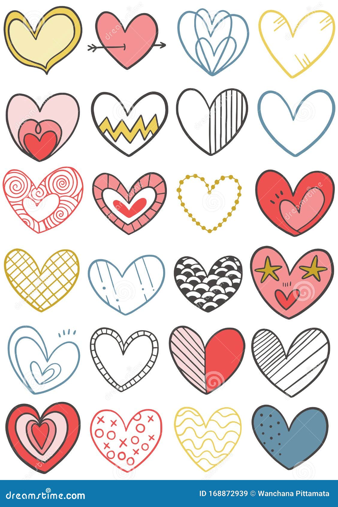 0025 Hand Drawn Scribble Hearts Stock Vector - Illustration of love ...