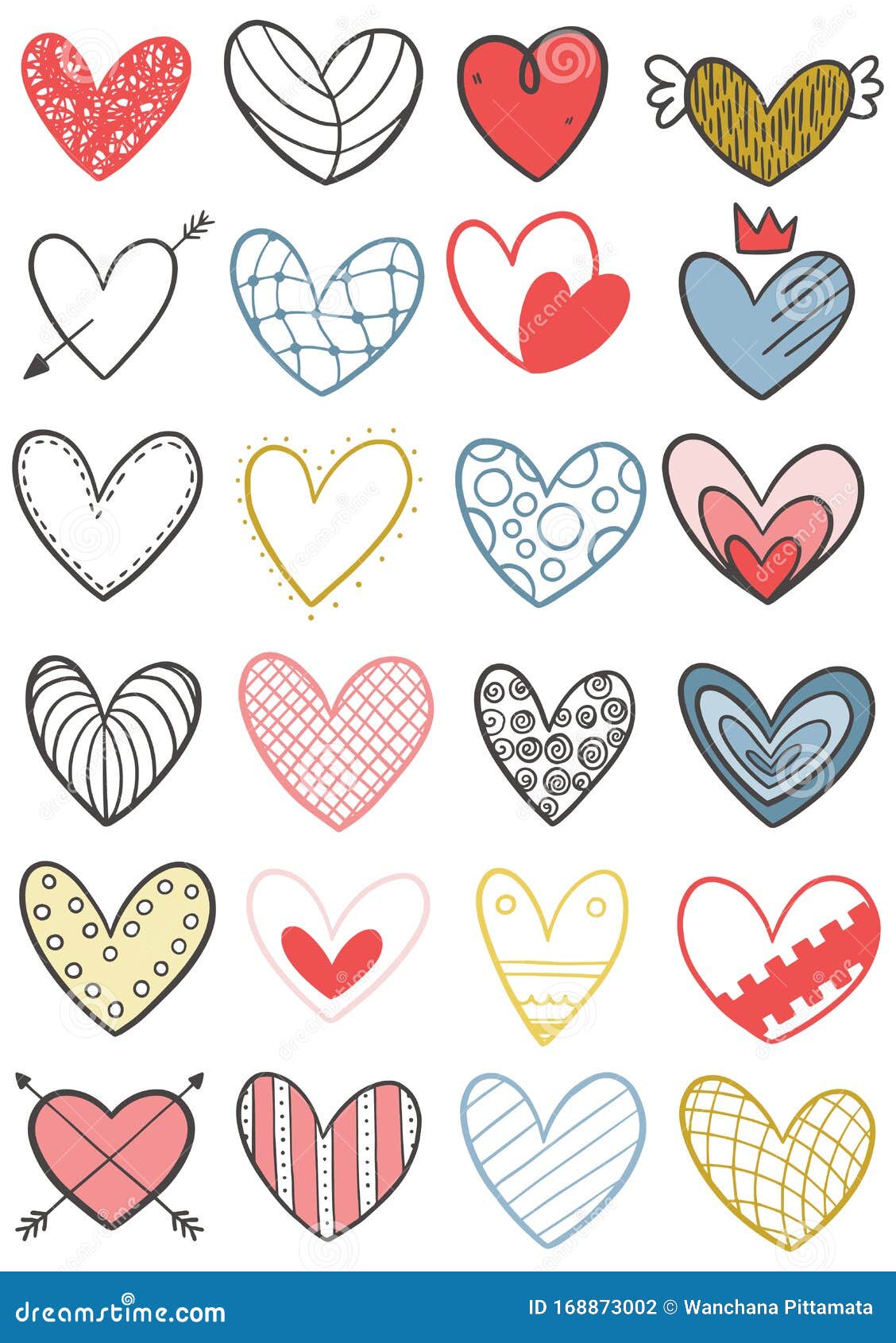 0031 Hand Drawn Scribble Hearts Stock Vector - Illustration of rough ...