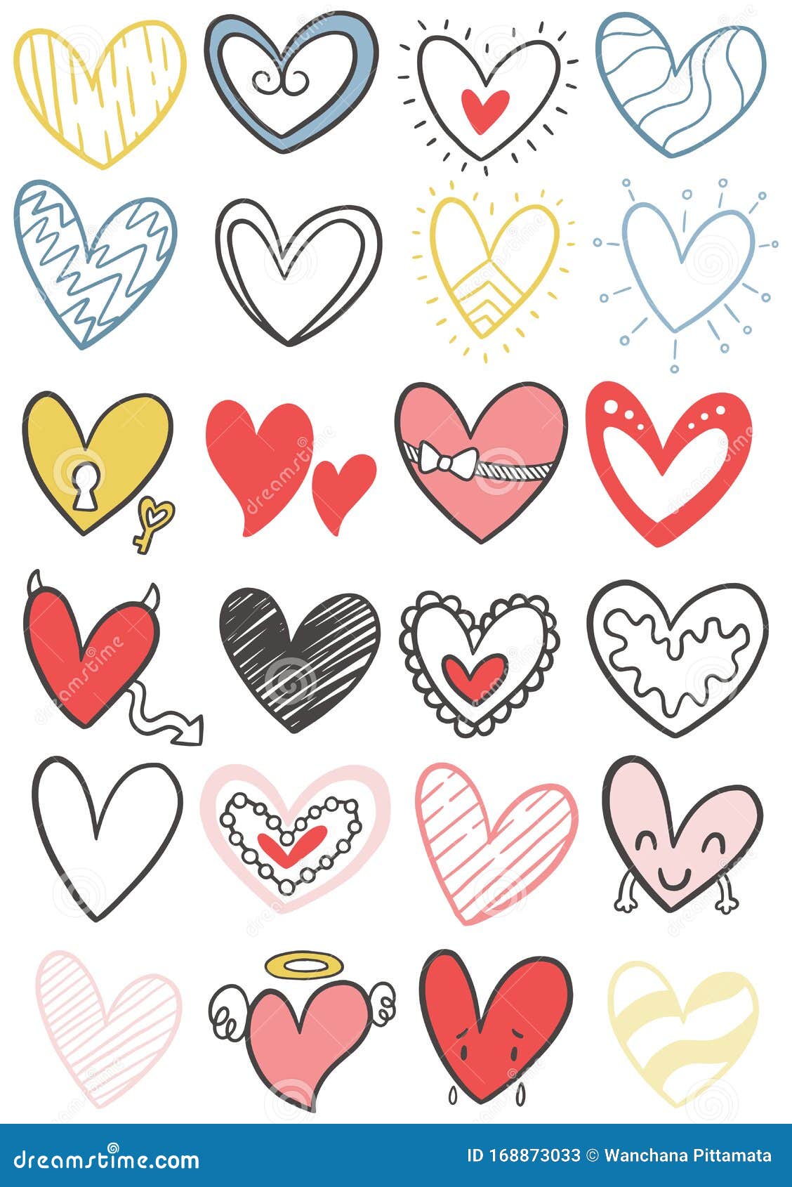 0035 Hand Drawn Scribble Hearts Stock Vector - Illustration of ...