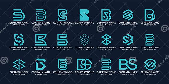 Collection Set of Initials BS, Logo Design Vector Template. Stock ...