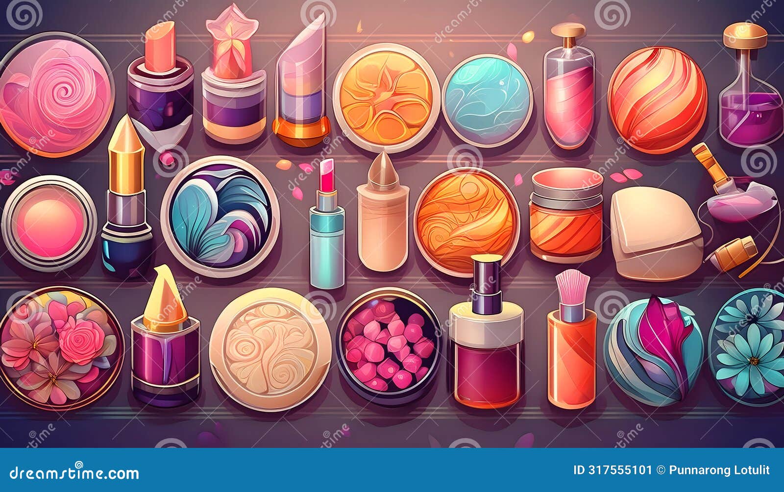 10 Collection Set of Items Cosmetics on Digital Art Concept Stock ...
