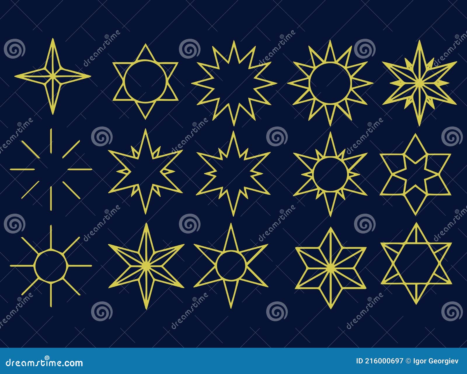 Collection Set of Label Star Vector Illustration Poster Template Stock ...