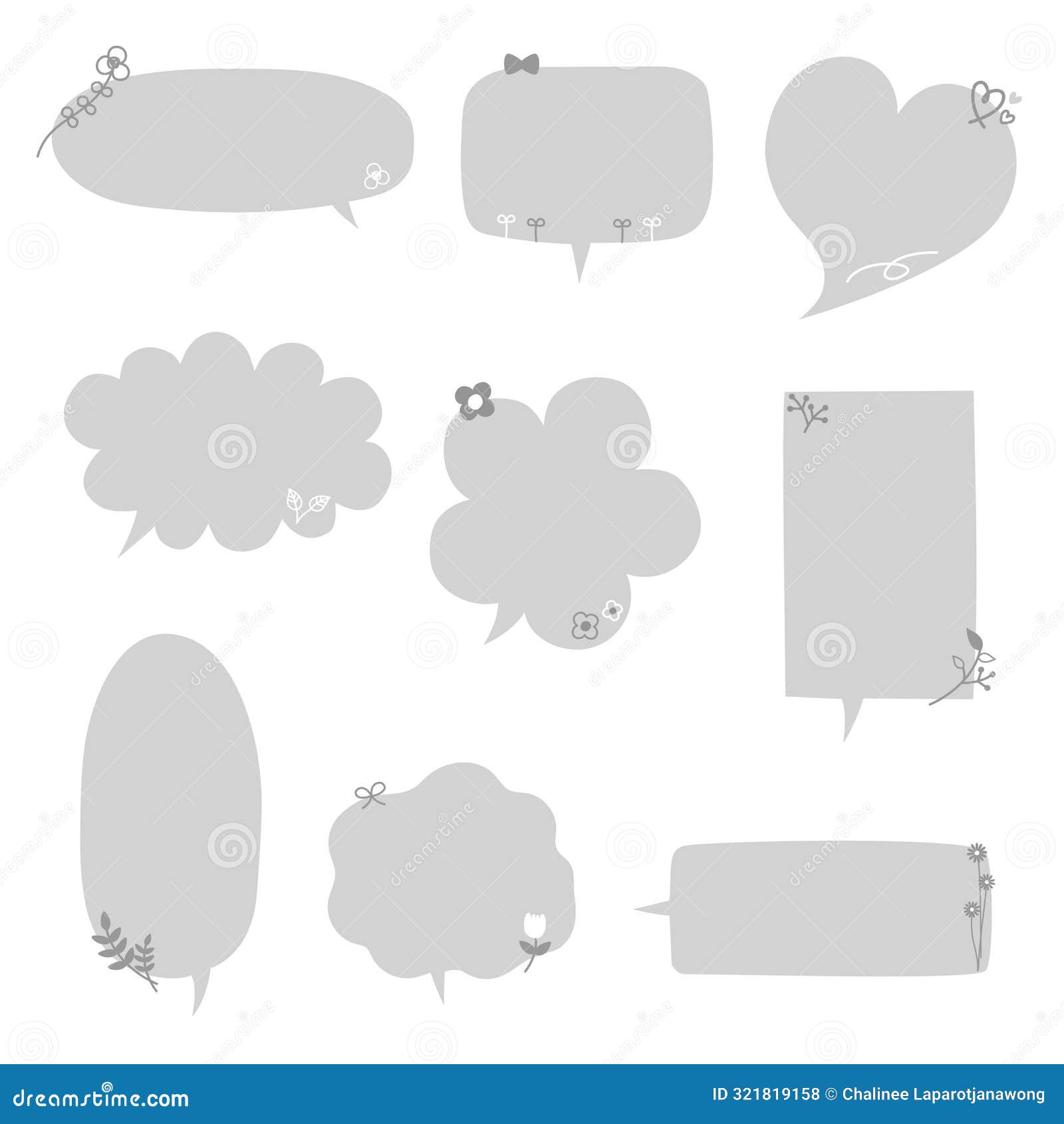 Collection Set of Minimal Speech Bubble Balloon, Think Speak Talk Text ...