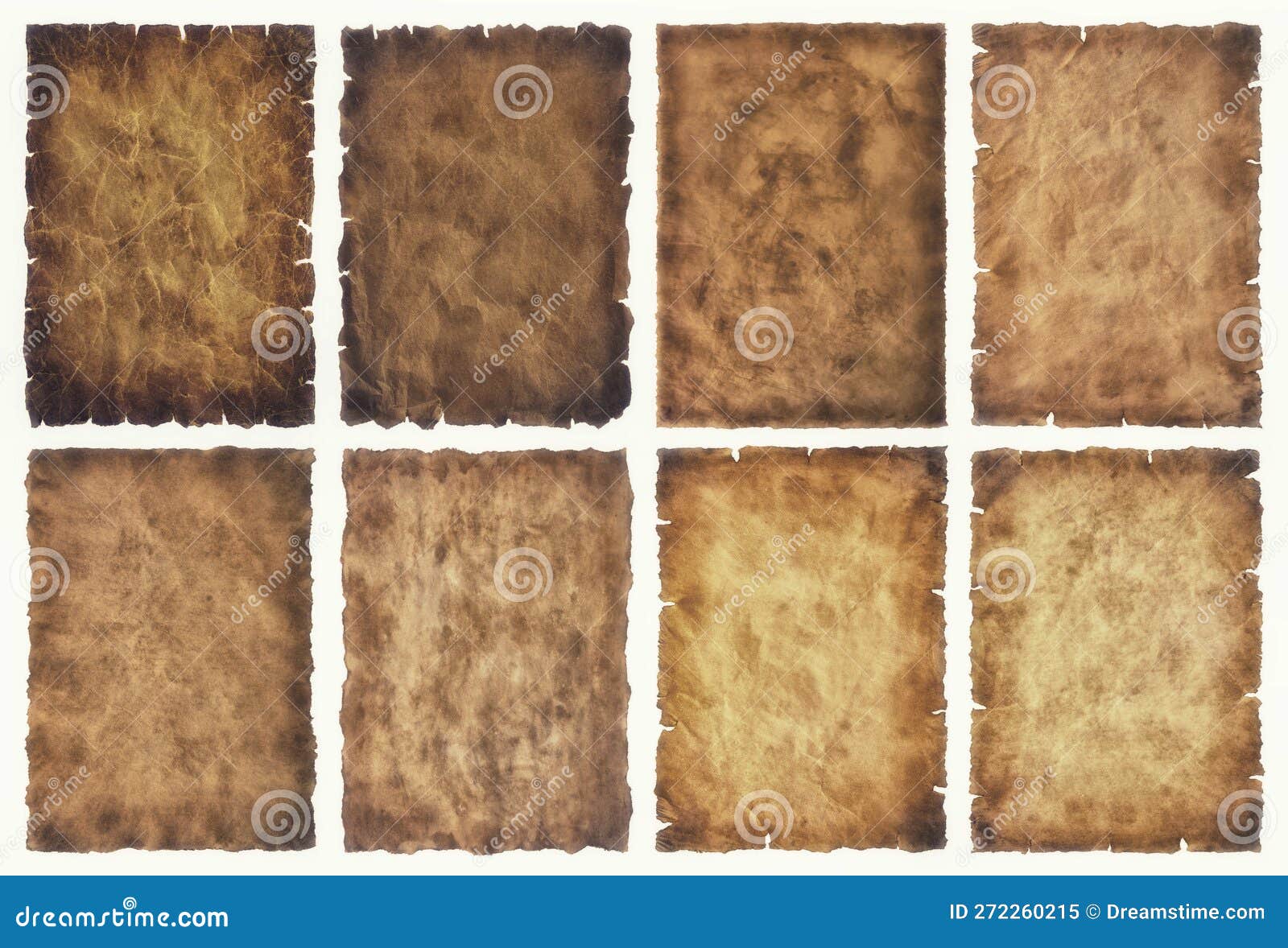 Collection Set Old Parchment Paper Sheet Vintage Aged Or Texture