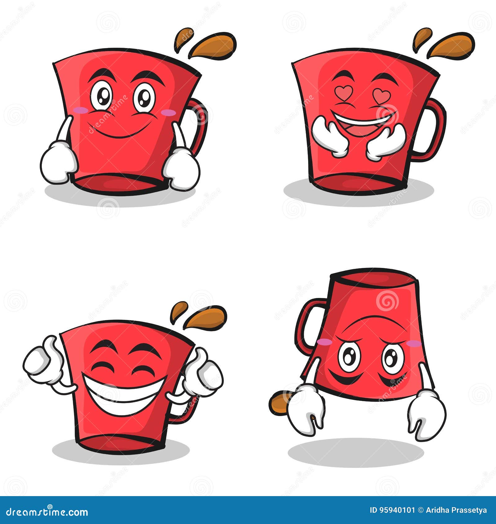 Collection Set Red Glass Character Cartoon Stock Vector - Illustration ...