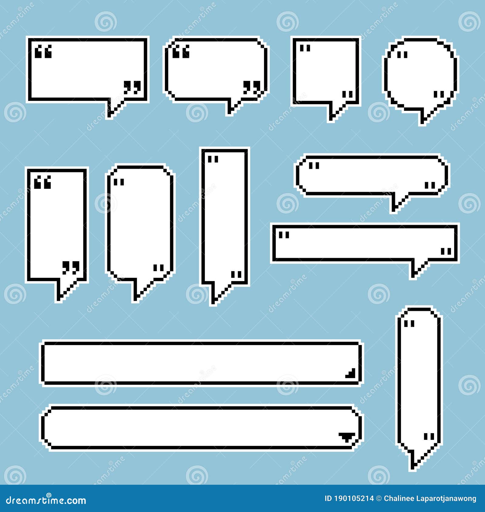 Collection Set of Retro Game 8 Bit Line Pixel Speech Bubble Balloon ...