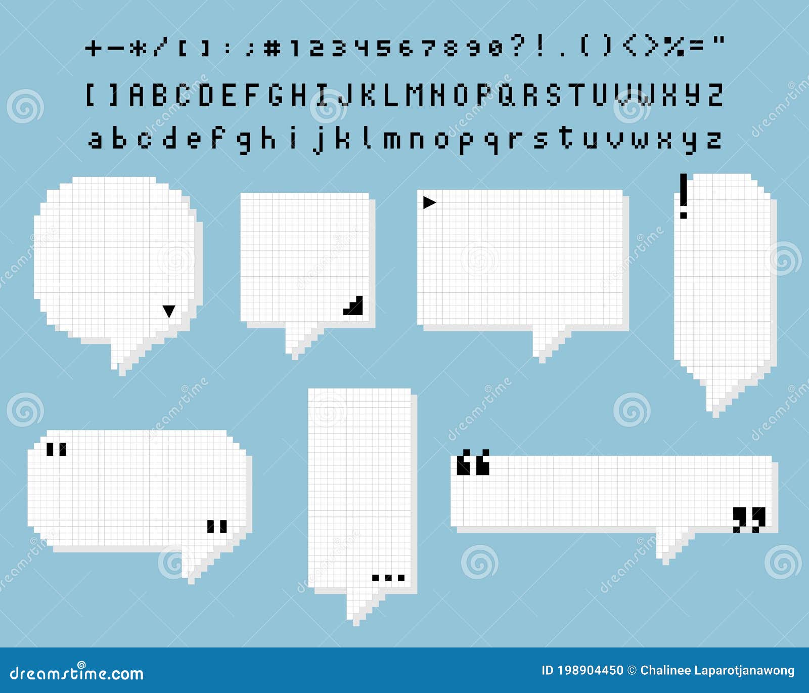 Collection Set of Retro Game 8 Bit Line Pixel Speech Bubble Balloon ...