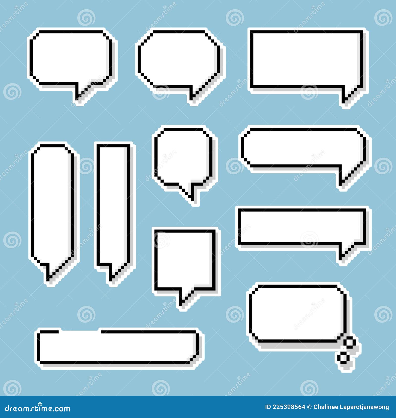 Collection Set of Retro Game 8 Bit Line Pixel Speech Bubble Balloon ...