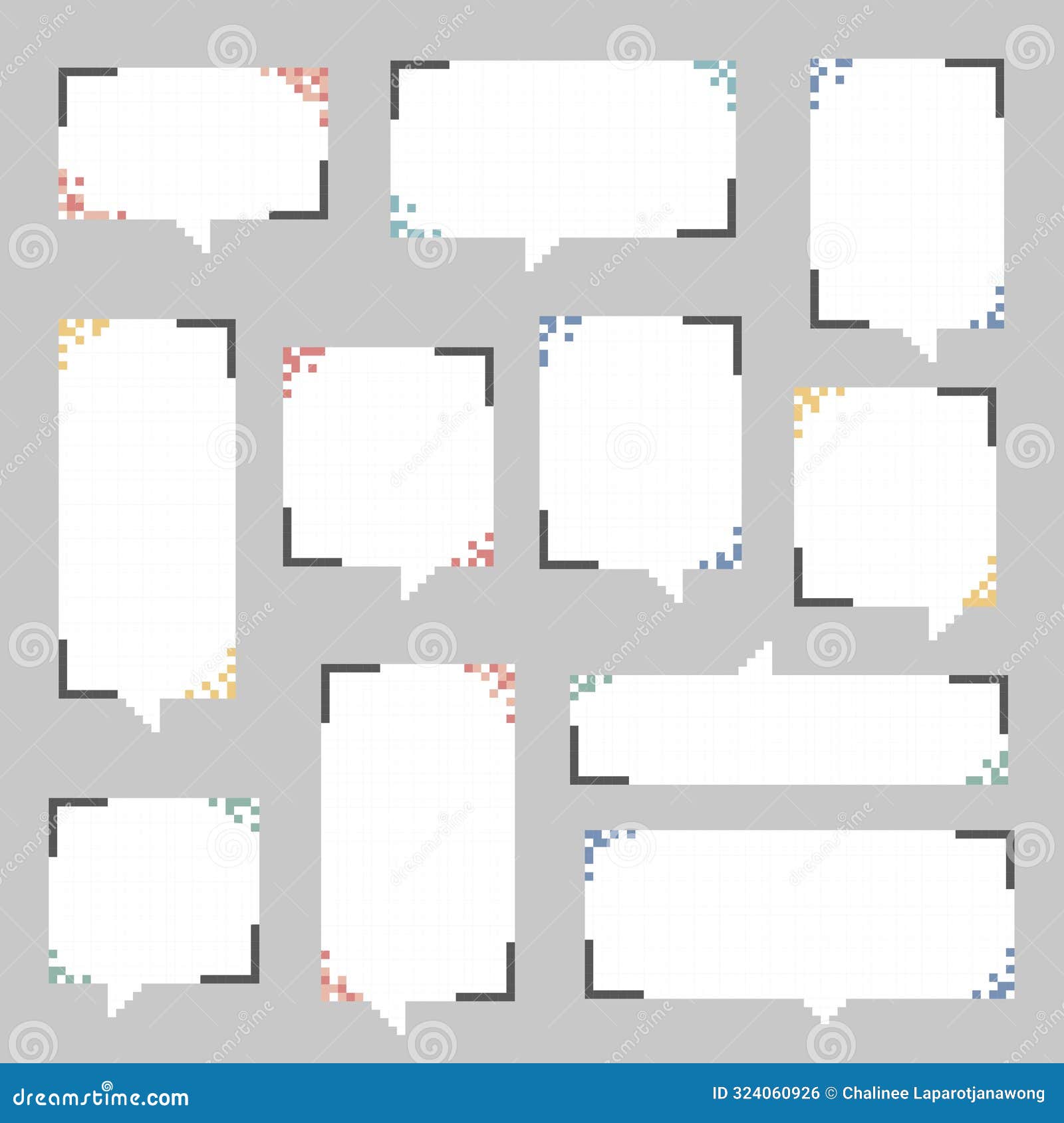 Collection Set Of Retro Game 8bit Pixel Art Speech Bubble Balloon ...