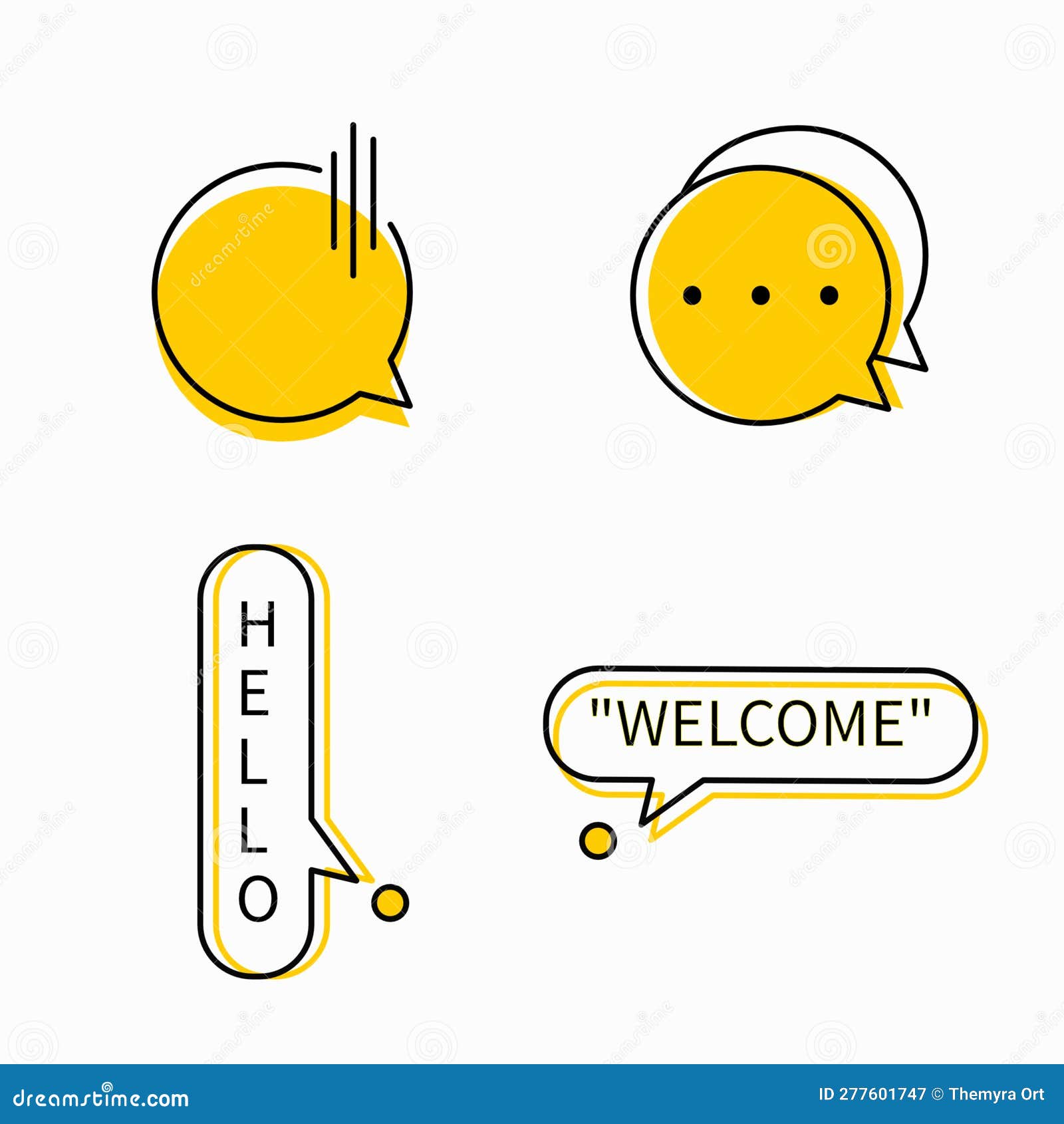 Simple Yellow Chat Bubbles in Line Style Stock Vector - Illustration of ...