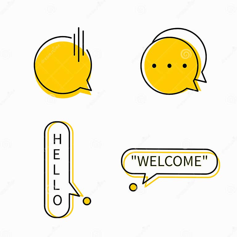 Simple Yellow Chat Bubbles in Line Style Stock Vector - Illustration of ...
