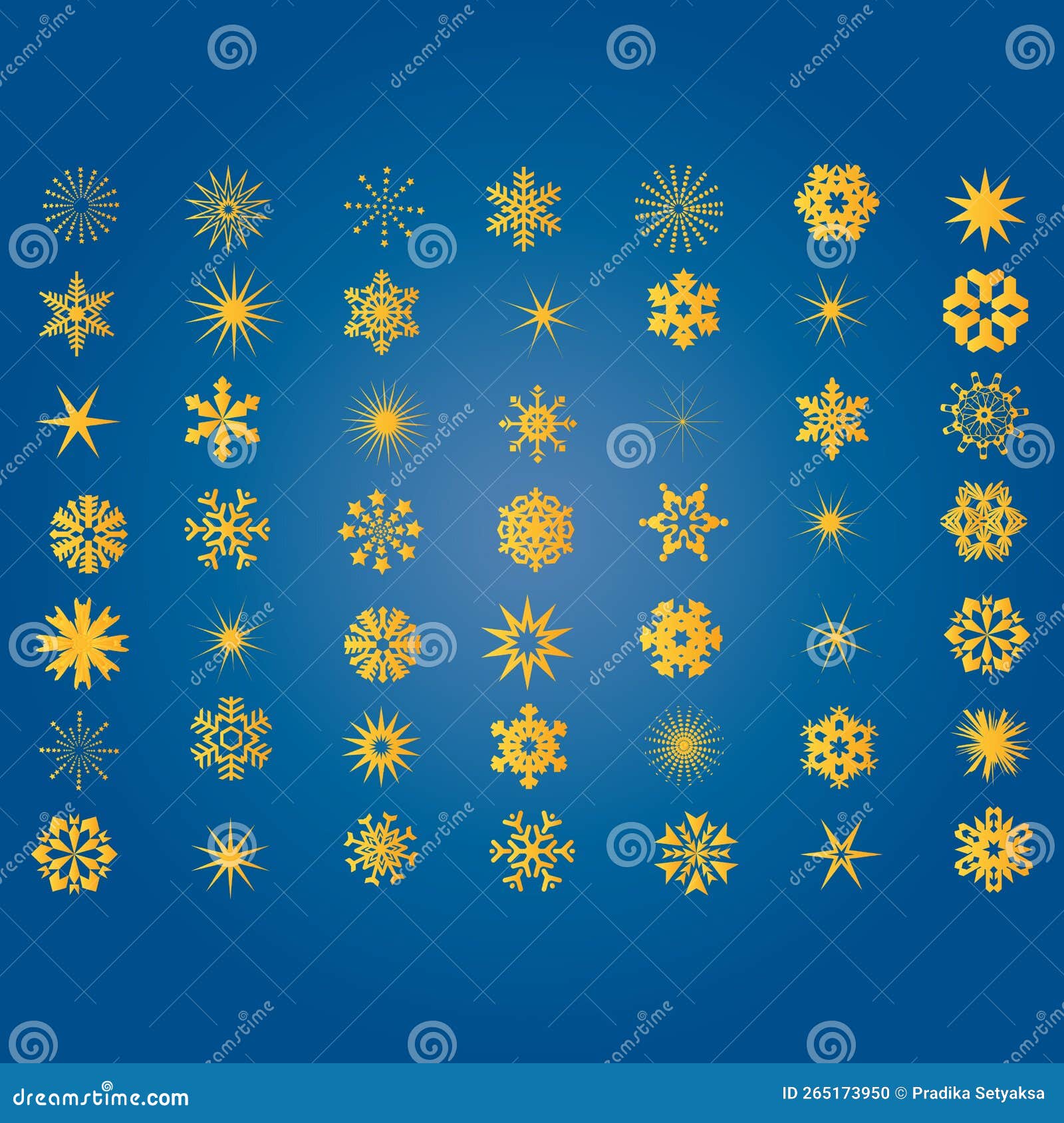 A Collection Set of Snow Flakes or Snow Crystal Vector on a Dark Blue ...