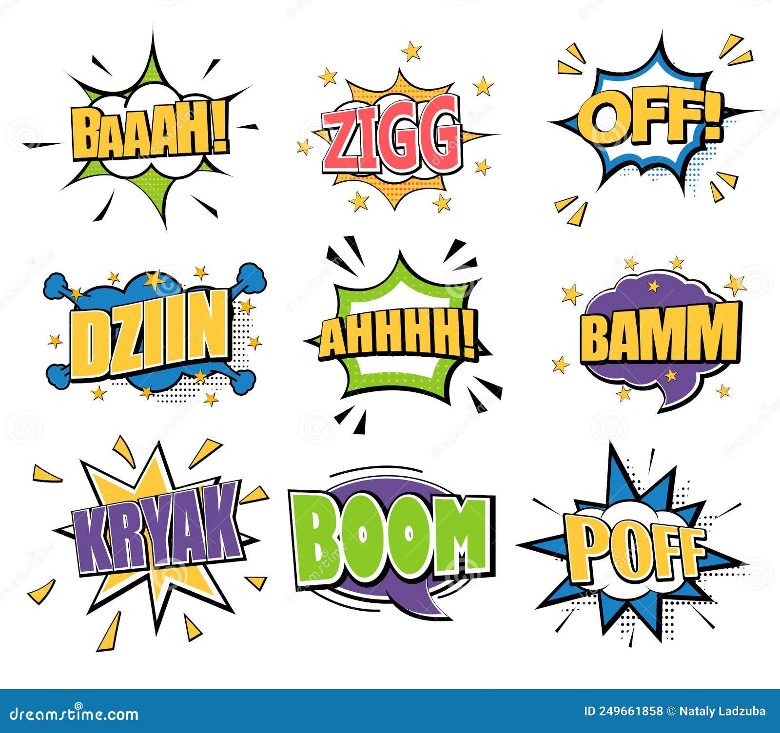 Set of Sounds in Comics Style. Vector Illustration Stock Vector ...