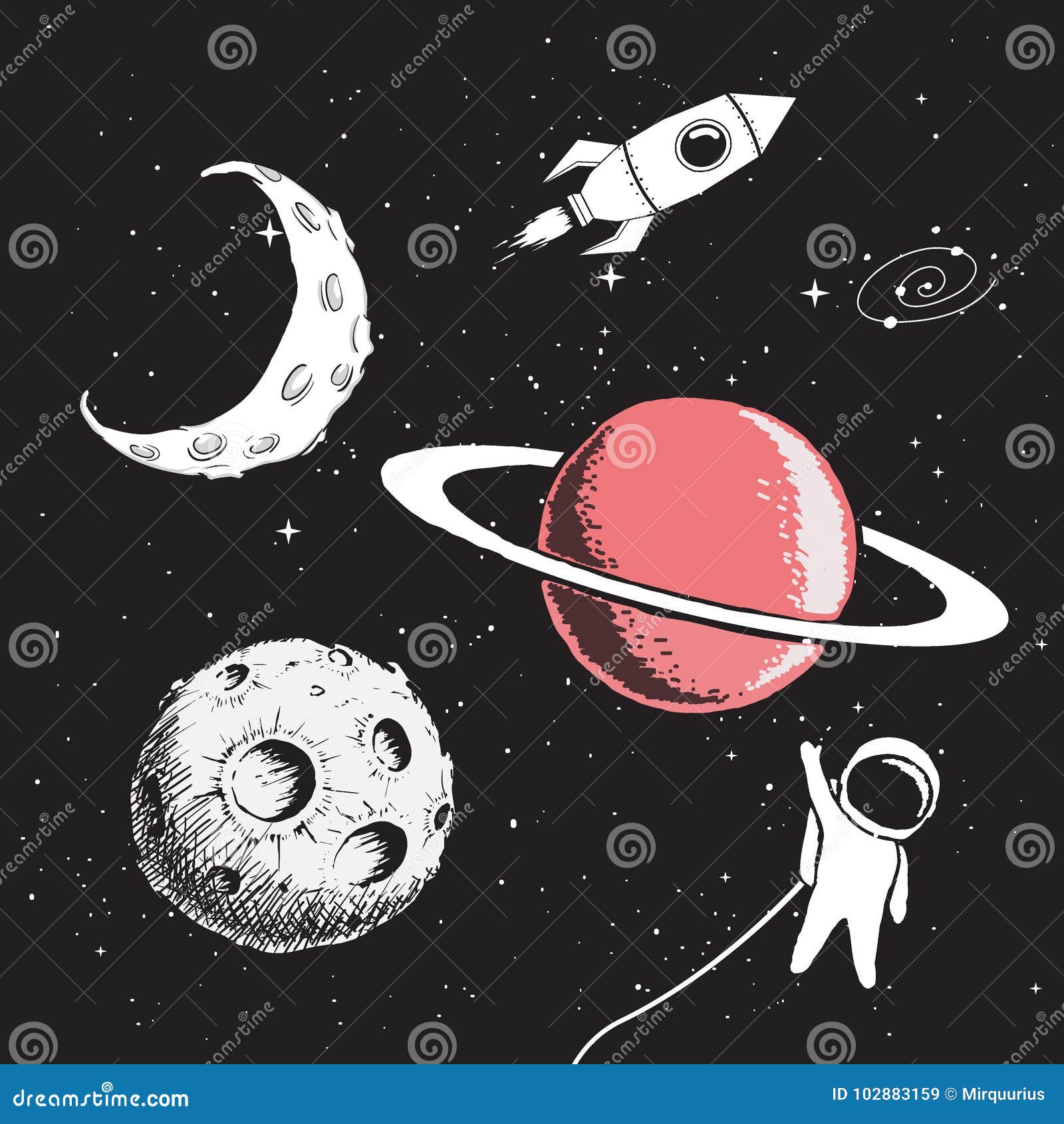 Collection Set of Space Elements Stock Vector - Illustration of ...