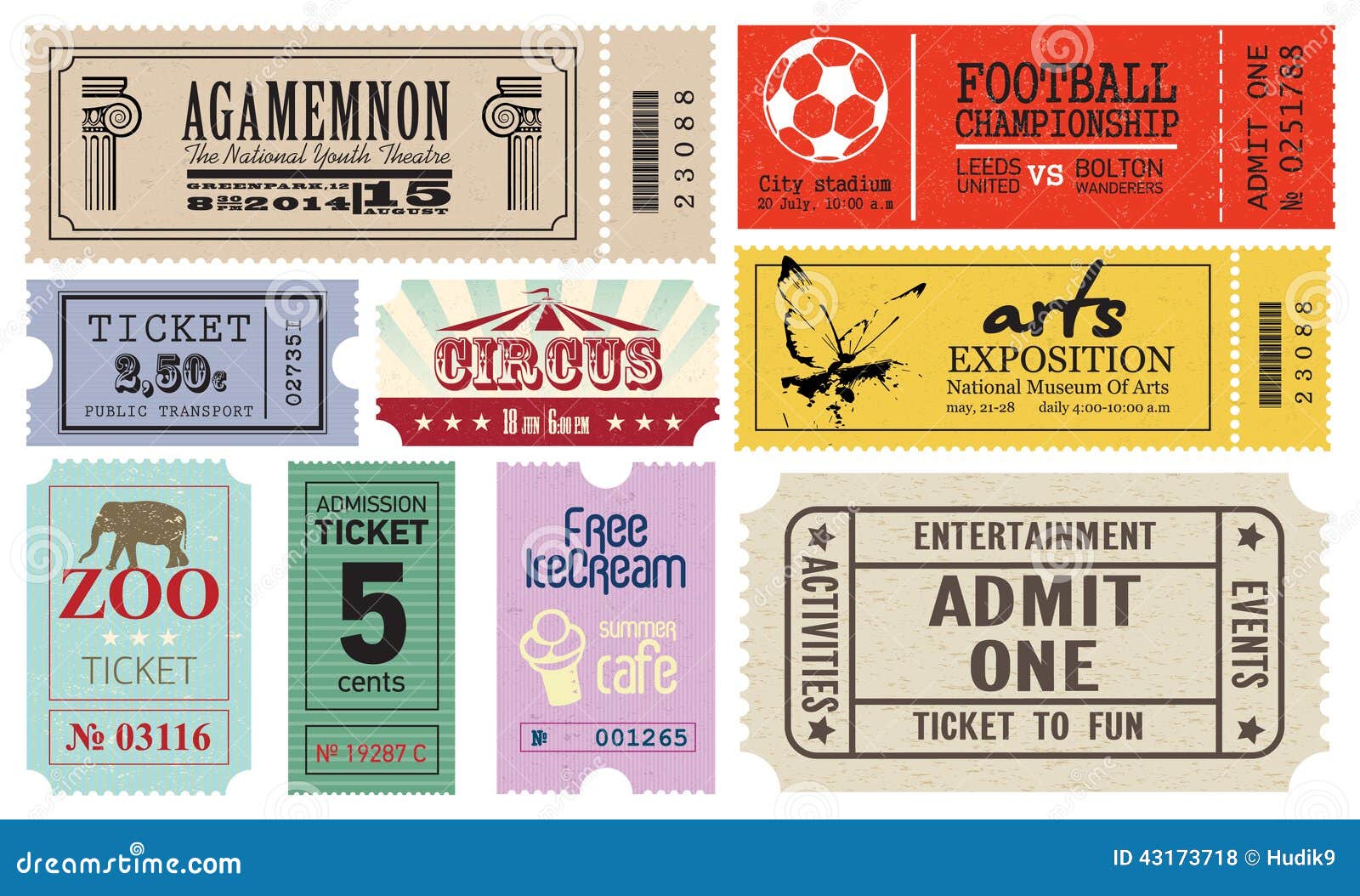Collection (set) of Tickets Stock Vector - Illustration of admission ...