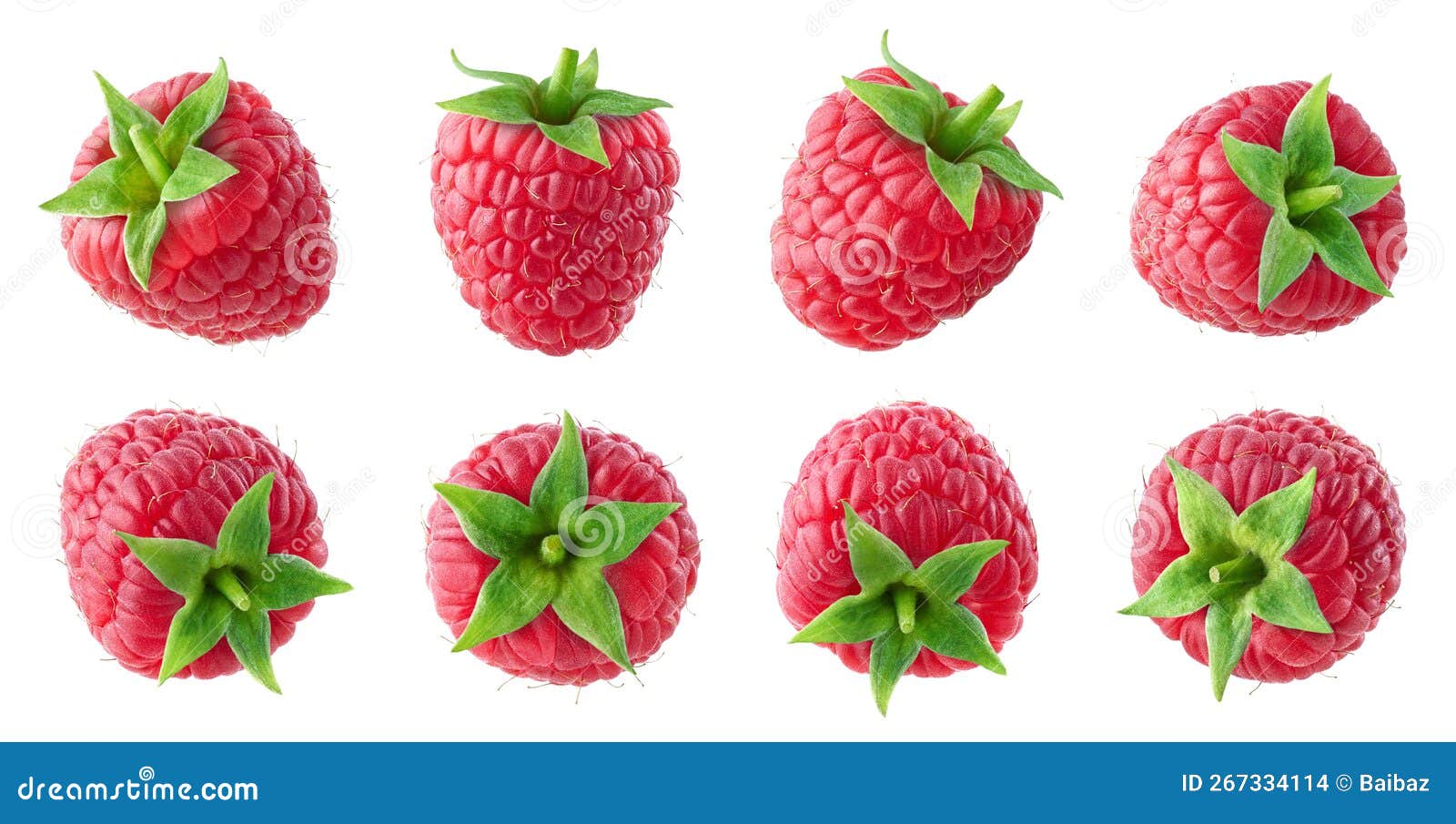 Collection or Set of Various Fresh Ripe Raspberries on White Background ...