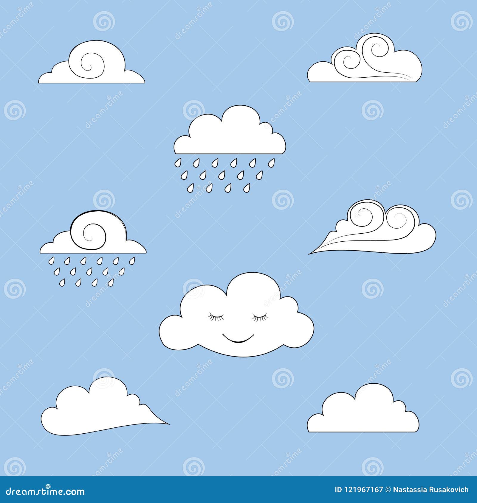 Collection, Set of Vector Clouds, Part 2 Stock Vector - Illustration of ...