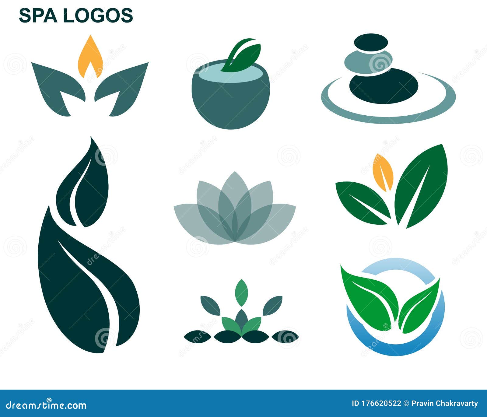 Spa Logos. Collection Of Seven Spa Logos Or Icons Isolated On White ...