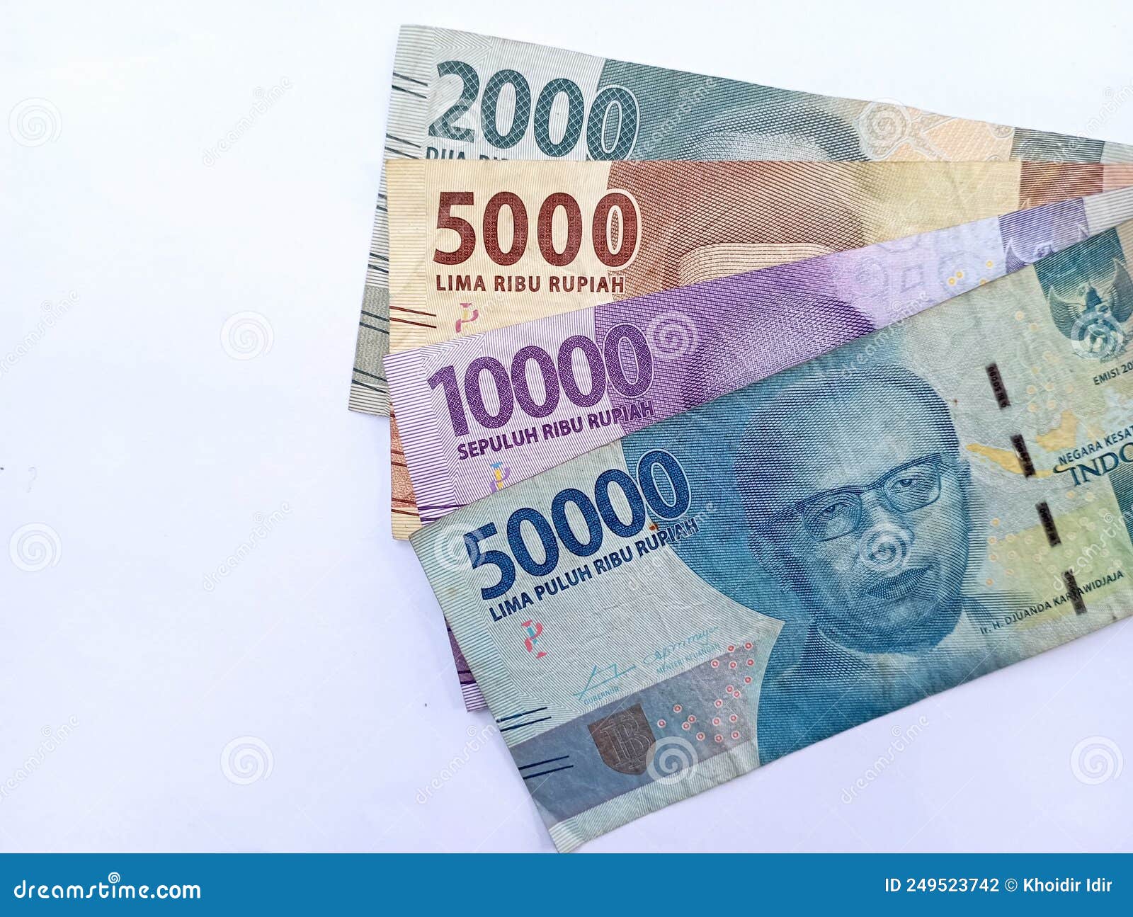 A Collection of Several Indonesian Rupiah Notes Isolated on a White ...