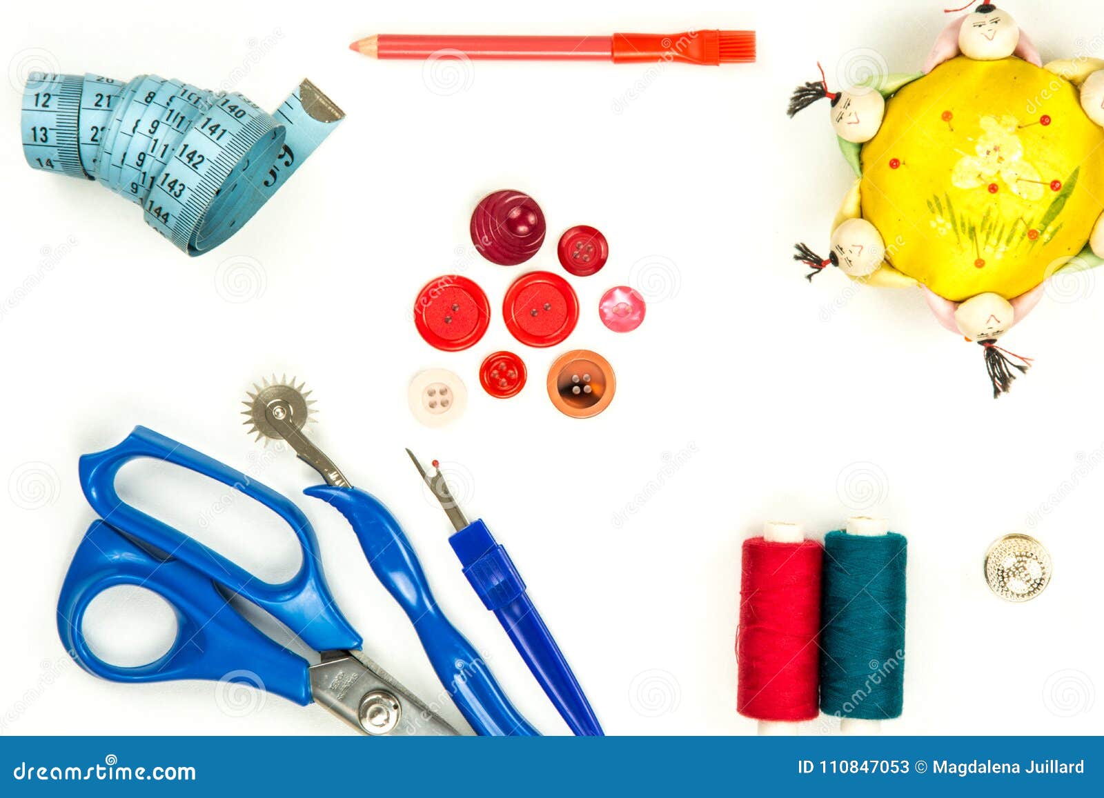 Collection of sewing items stock image. Image of concept - 110847053