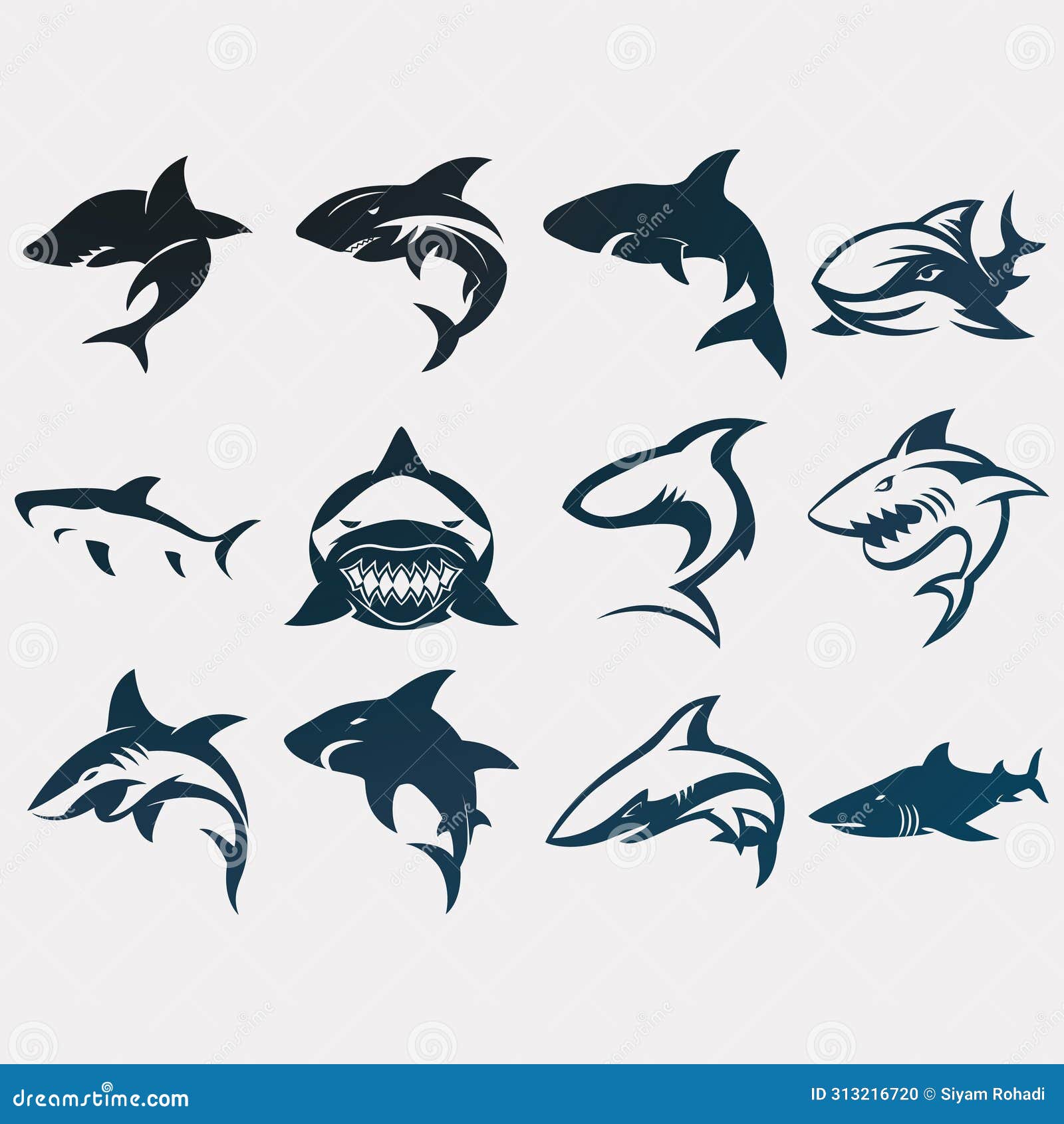 Collection of shark logos stock vector. Illustration of design - 313216720