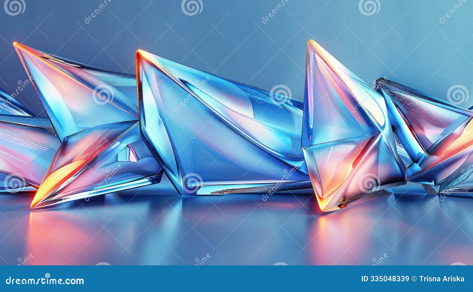 A Collection of Sharp, Crystalline Shapes Reflecting Light in Shades of ...