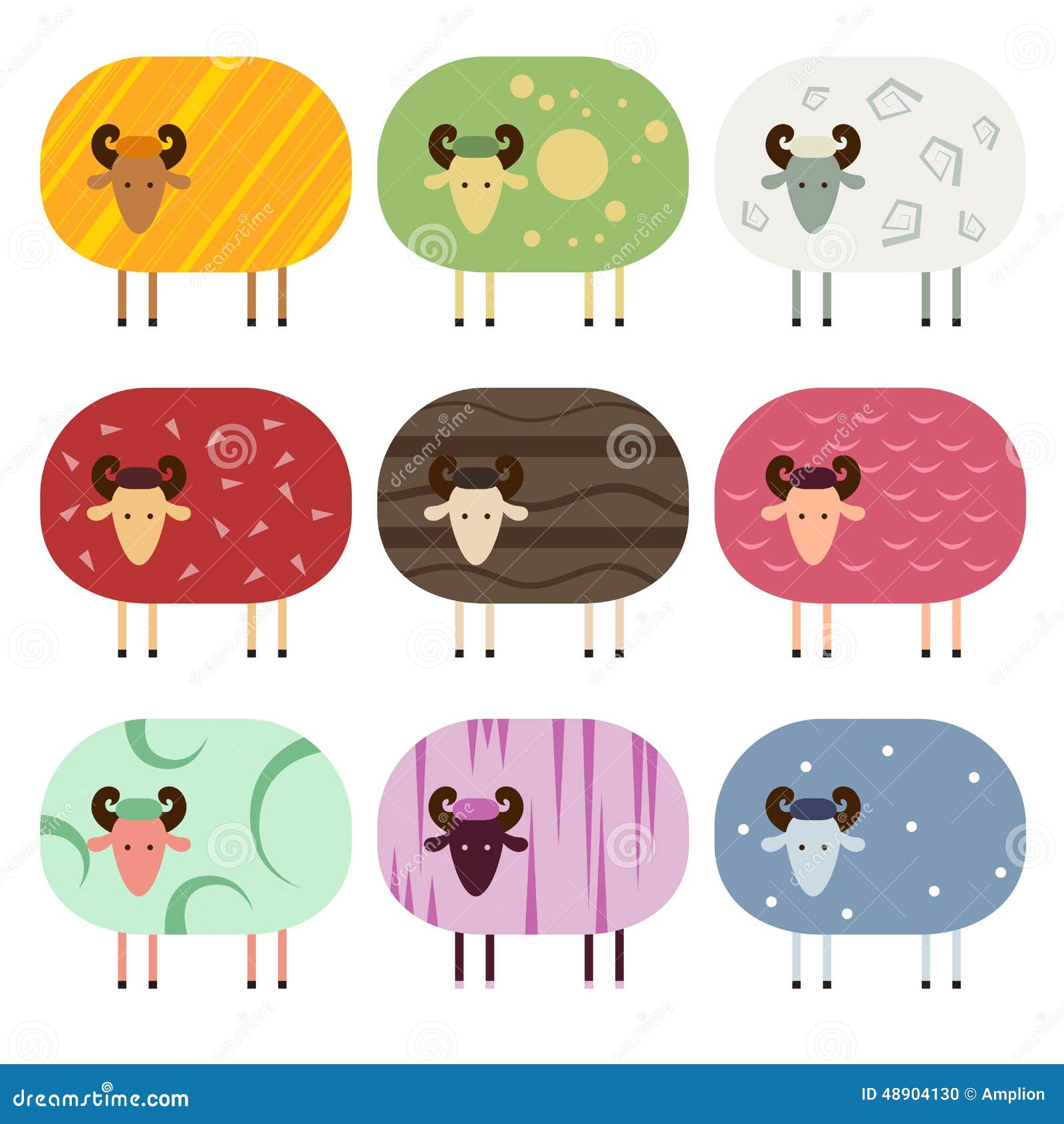 Icons Pig, Cow, Sheep, Goat Vector Illustration | CartoonDealer.com ...
