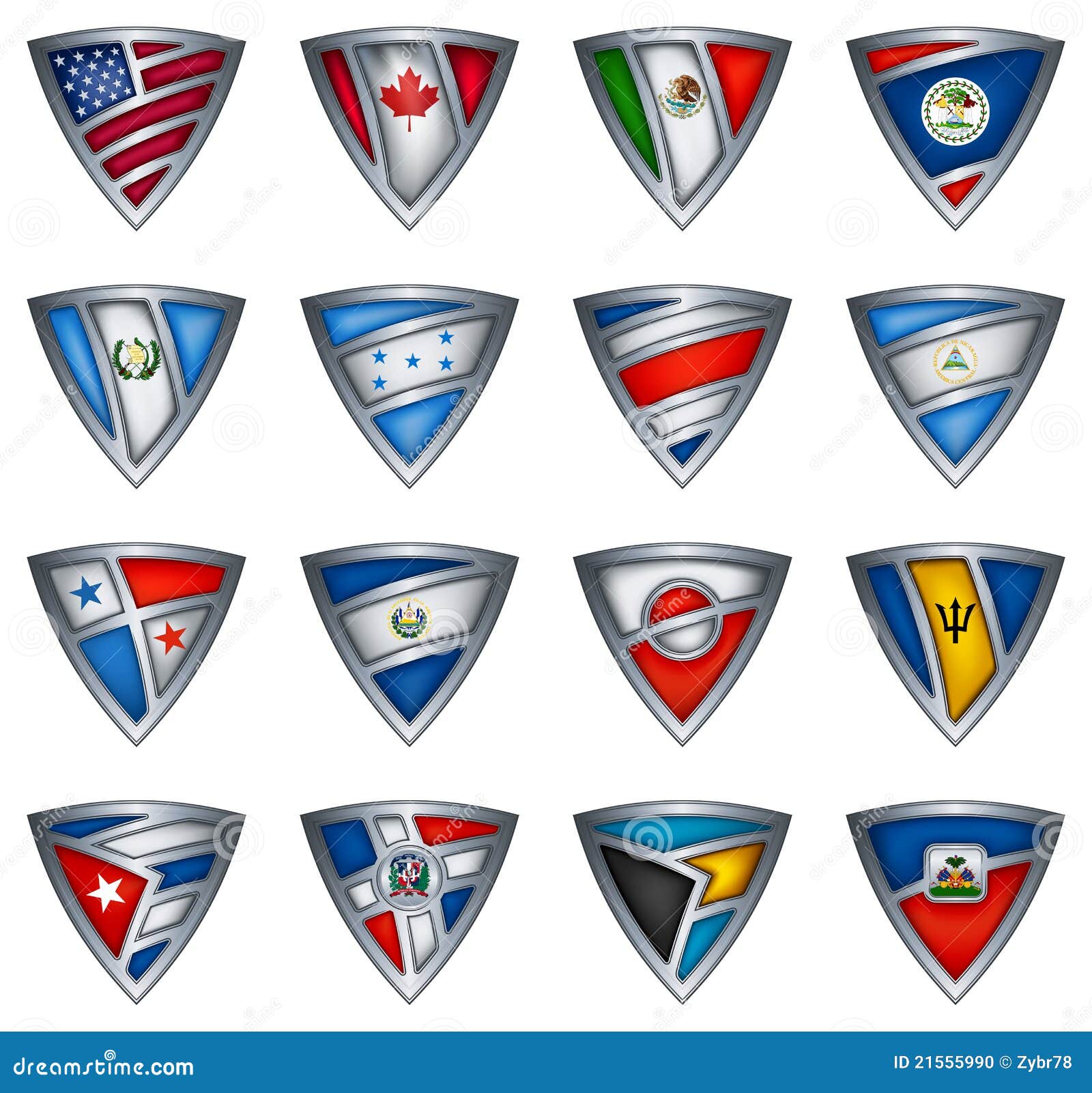 Collection Shield With Country Flags. Part 6 Of 6 Vector Illustration ...