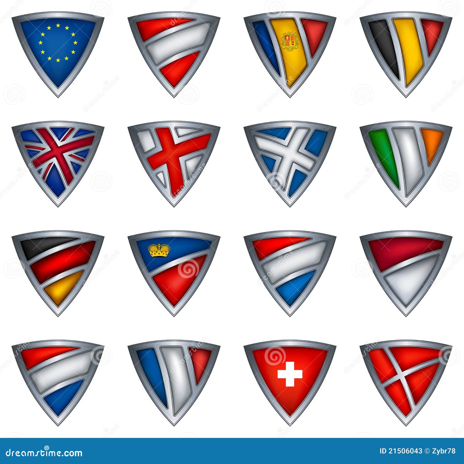 Collection Shield with Flag of the Europe Stock Vector - Illustration ...