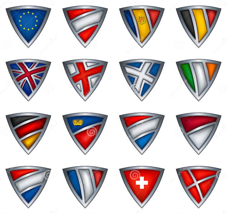 Collection Shield with Flag of the Europe Stock Vector - Illustration ...