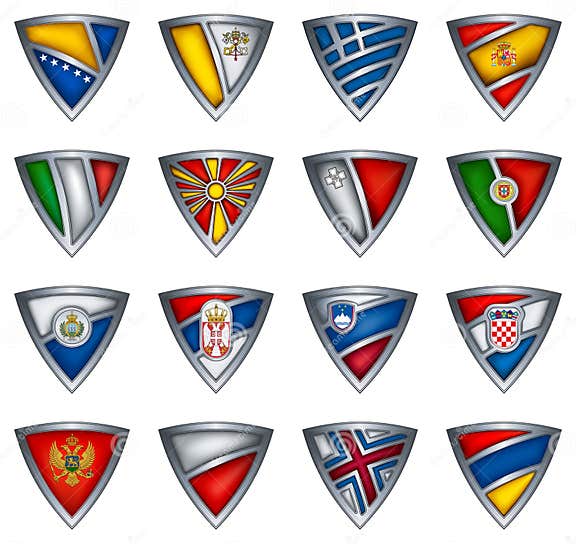 Collection Shield with Flag of the Europe Stock Vector - Illustration ...