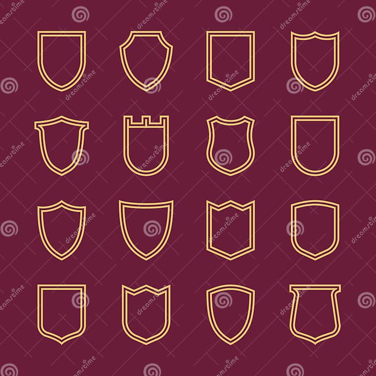 Collection of Shield Icon Vector Template Double Outline Stock ...