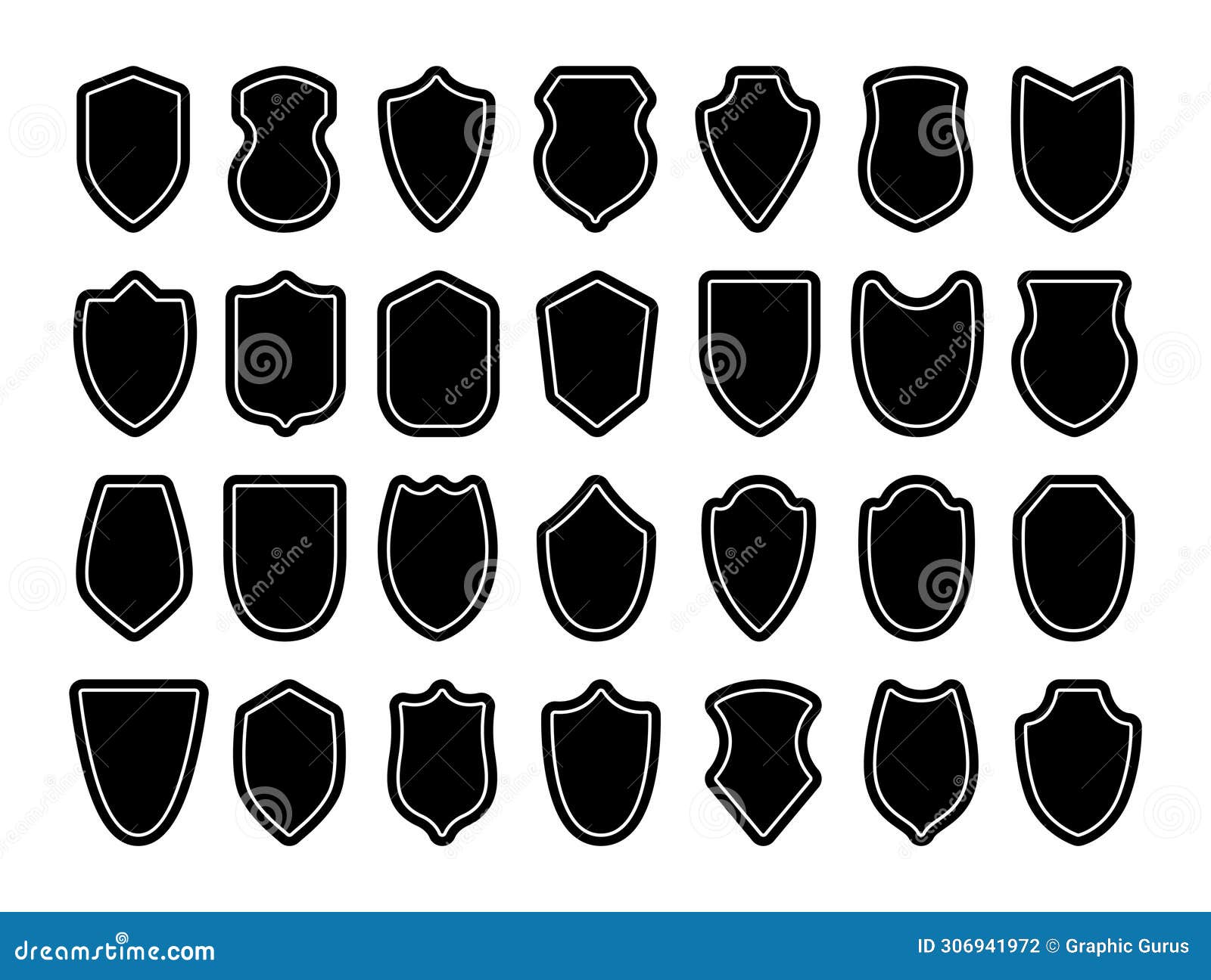Collection Shield Shapes with Checkmarks, Representing Safety, Security ...
