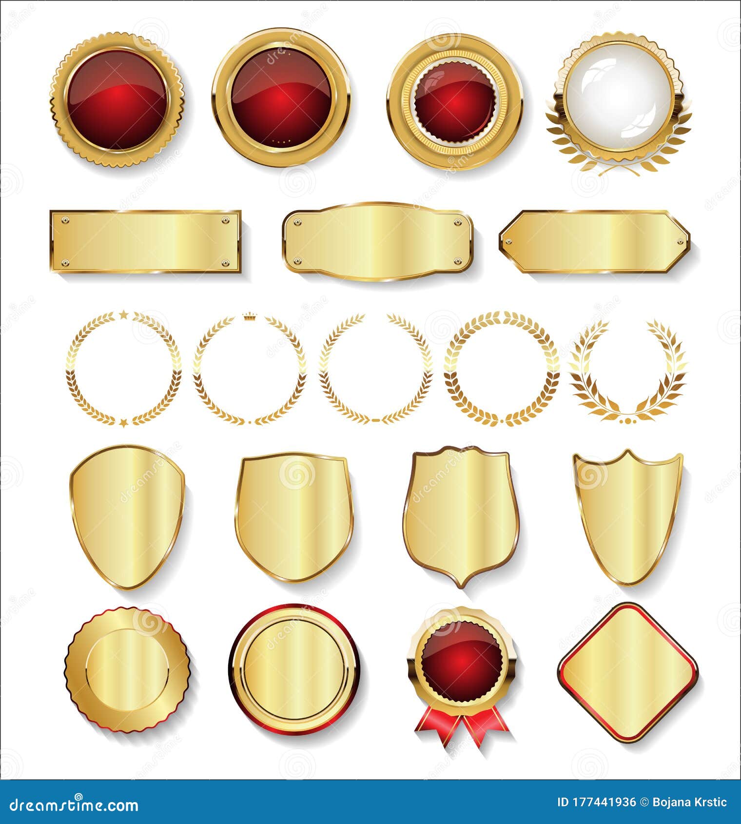 Collection of Shields Badges and Labels Retro Style Stock Illustration ...