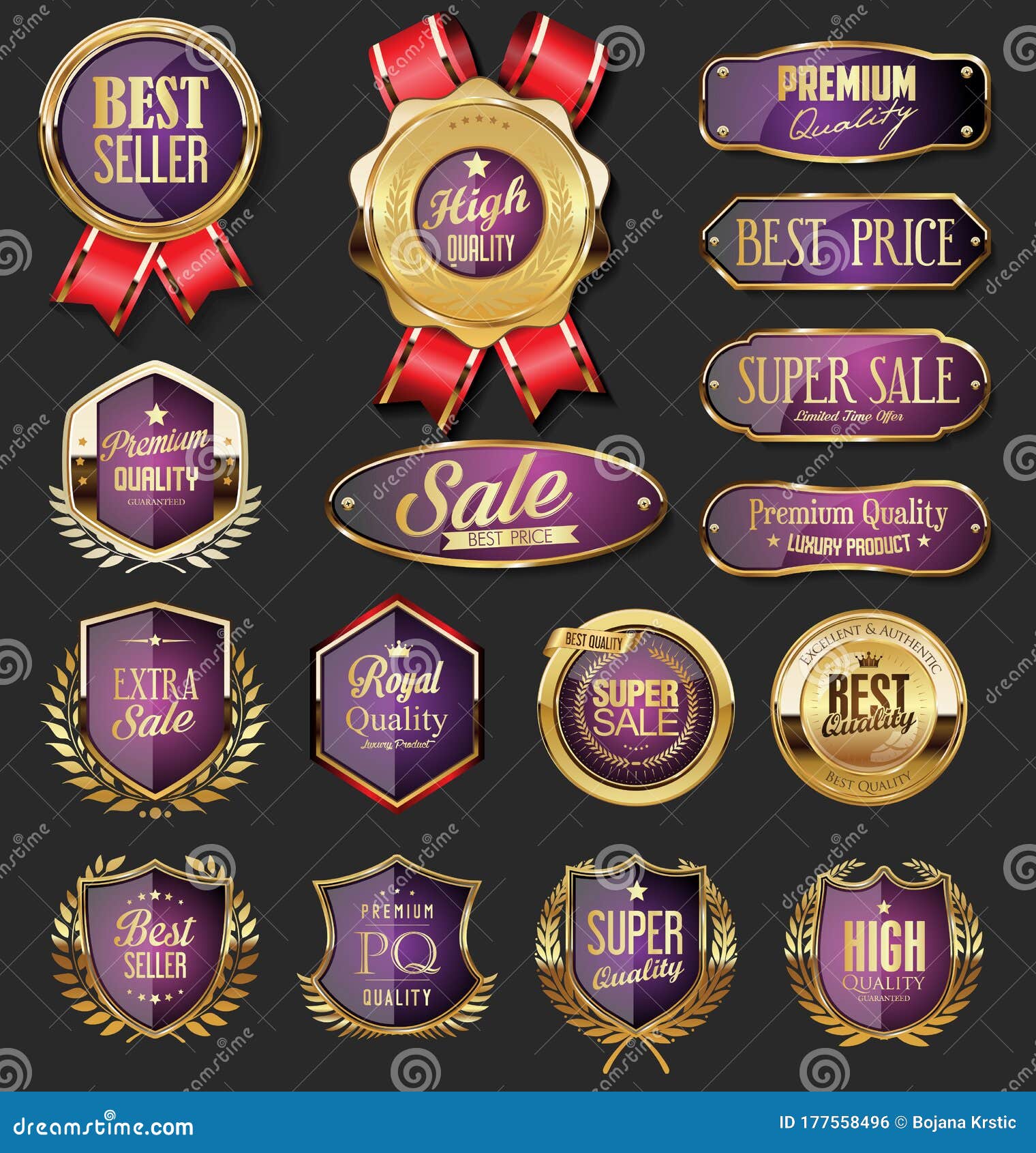 Collection of Shields Badges and Labels Retro Style Stock Vector ...