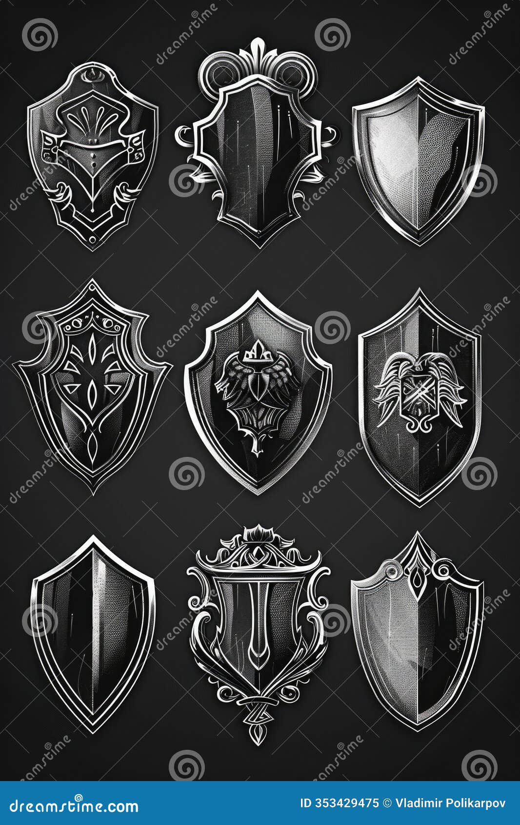 A Collection of Shields with Unique Patterns, Perfect for Various ...