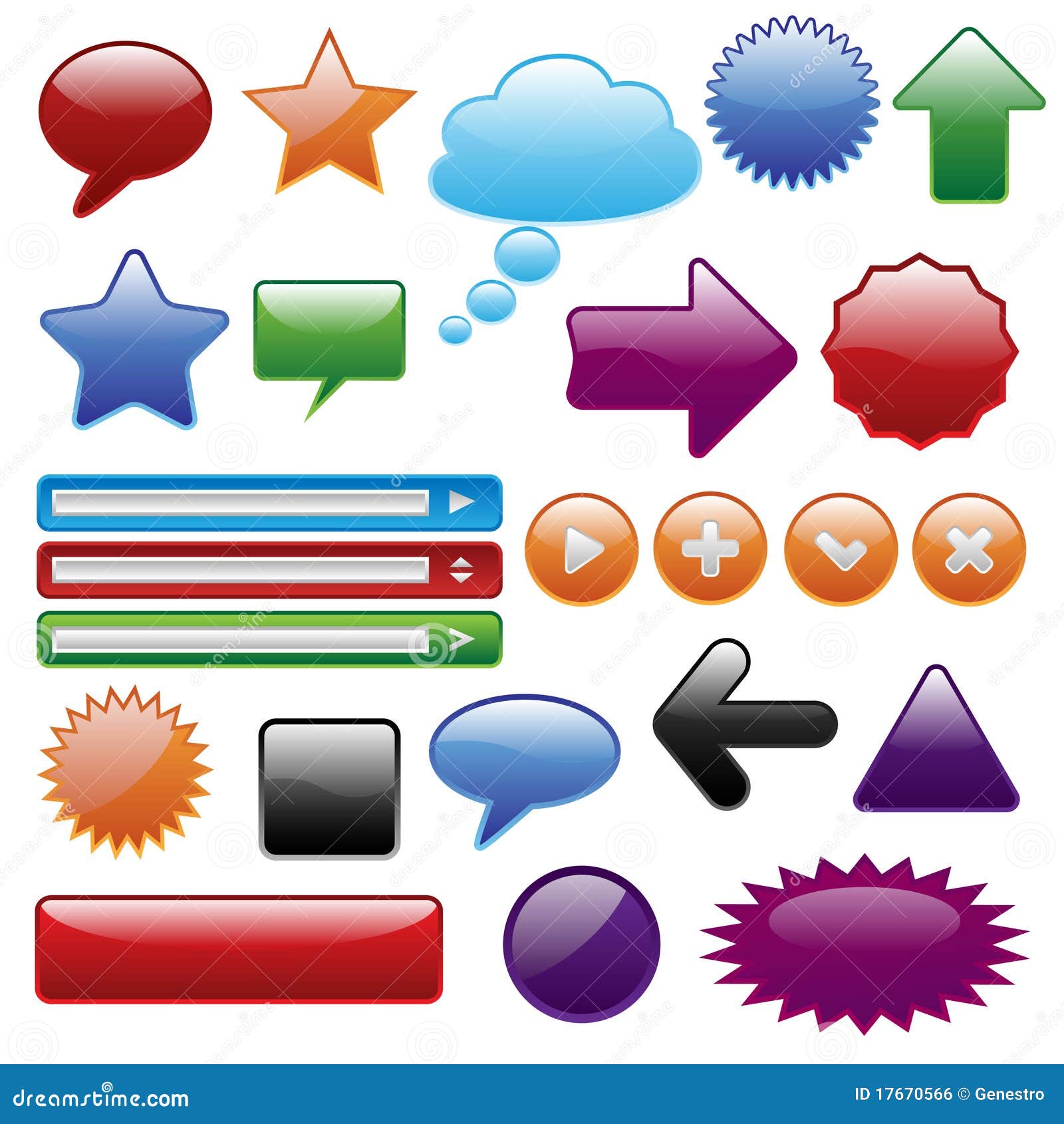 Collection Shiny Web Elements Stock Vector - Illustration of purple ...