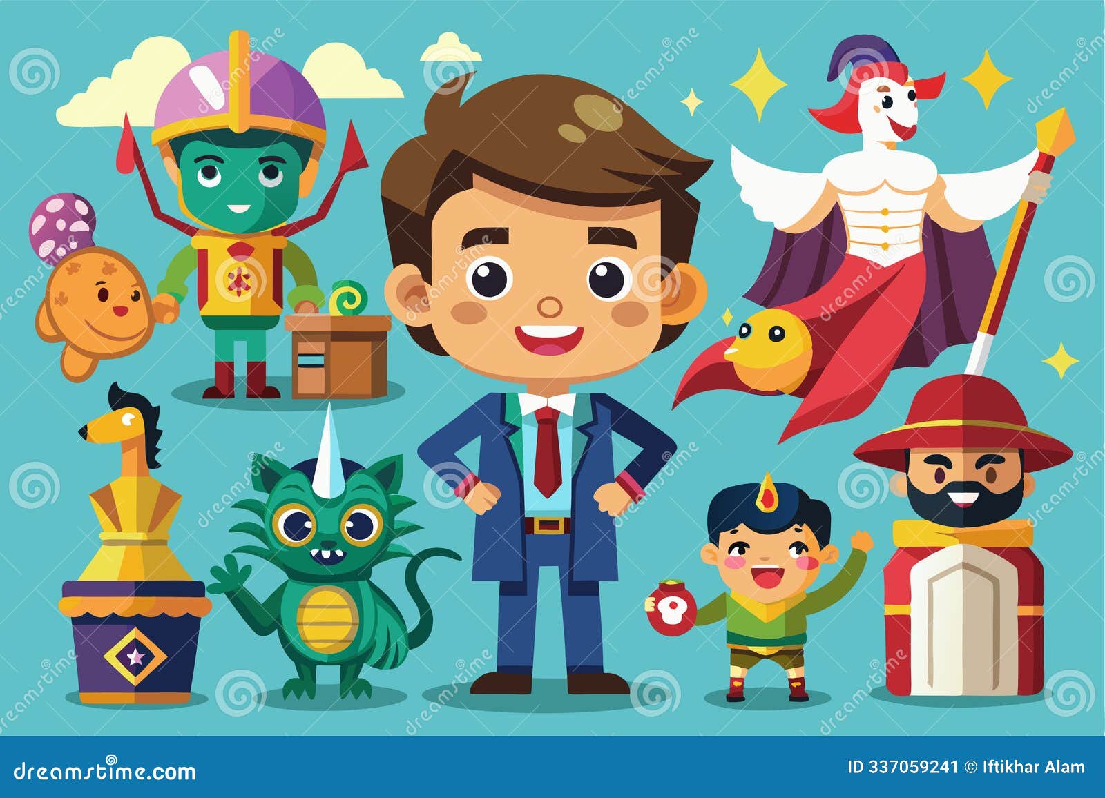 A Collection Showcases Playful Cartoon Characters in Various Roles ...