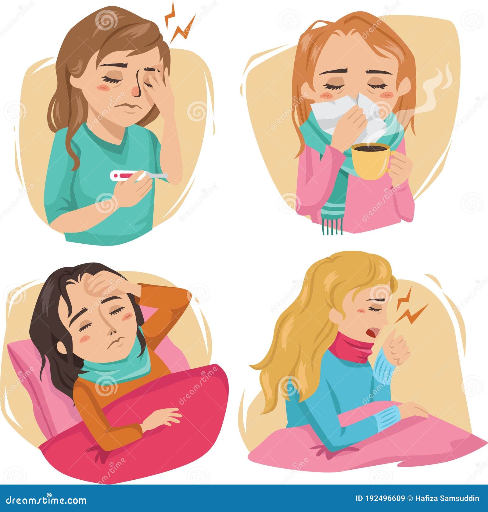Collection of Sick People. Vector Illustration Decorative Design Stock ...