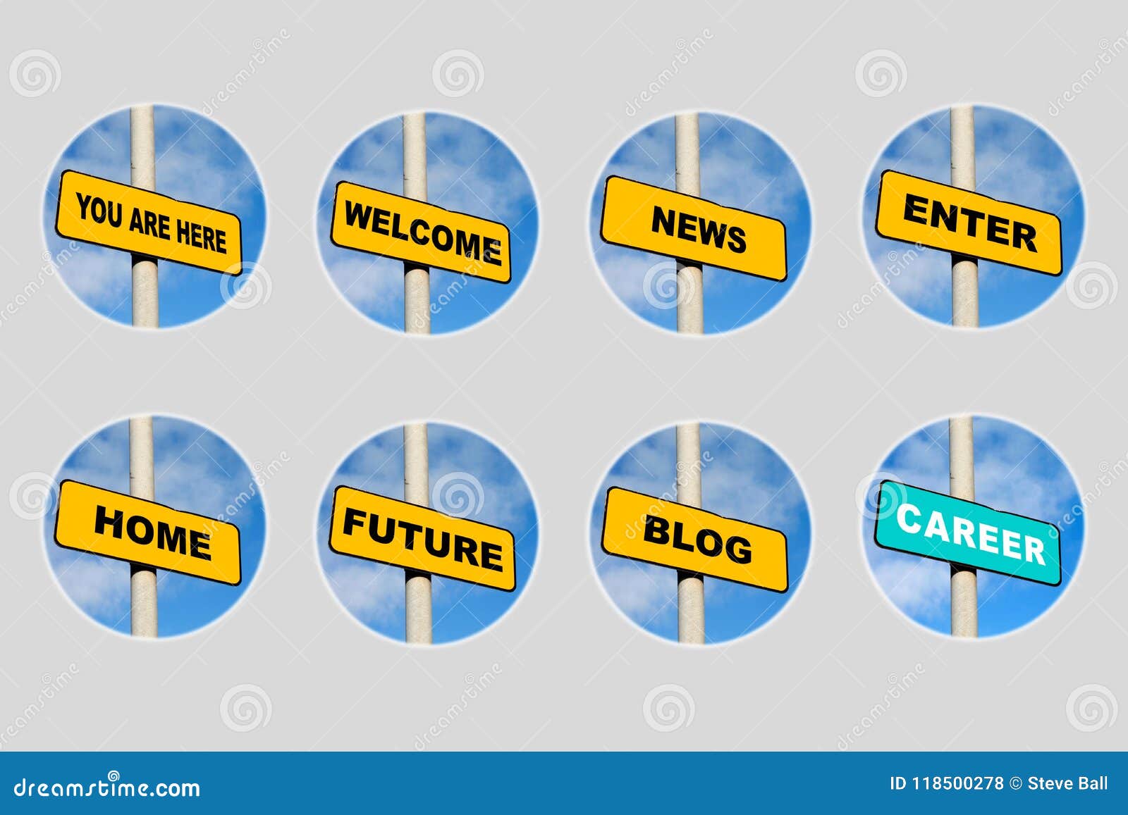 Collection of 8 Signs on Grey Stock Illustration - Illustration of ...
