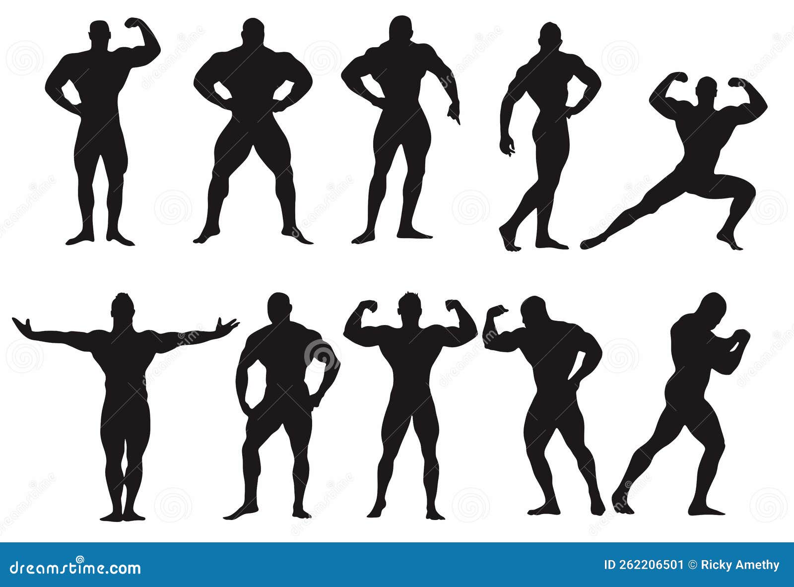 The Set Of Bodybuilder Silhouettes Cartoon Vector | CartoonDealer.com ...
