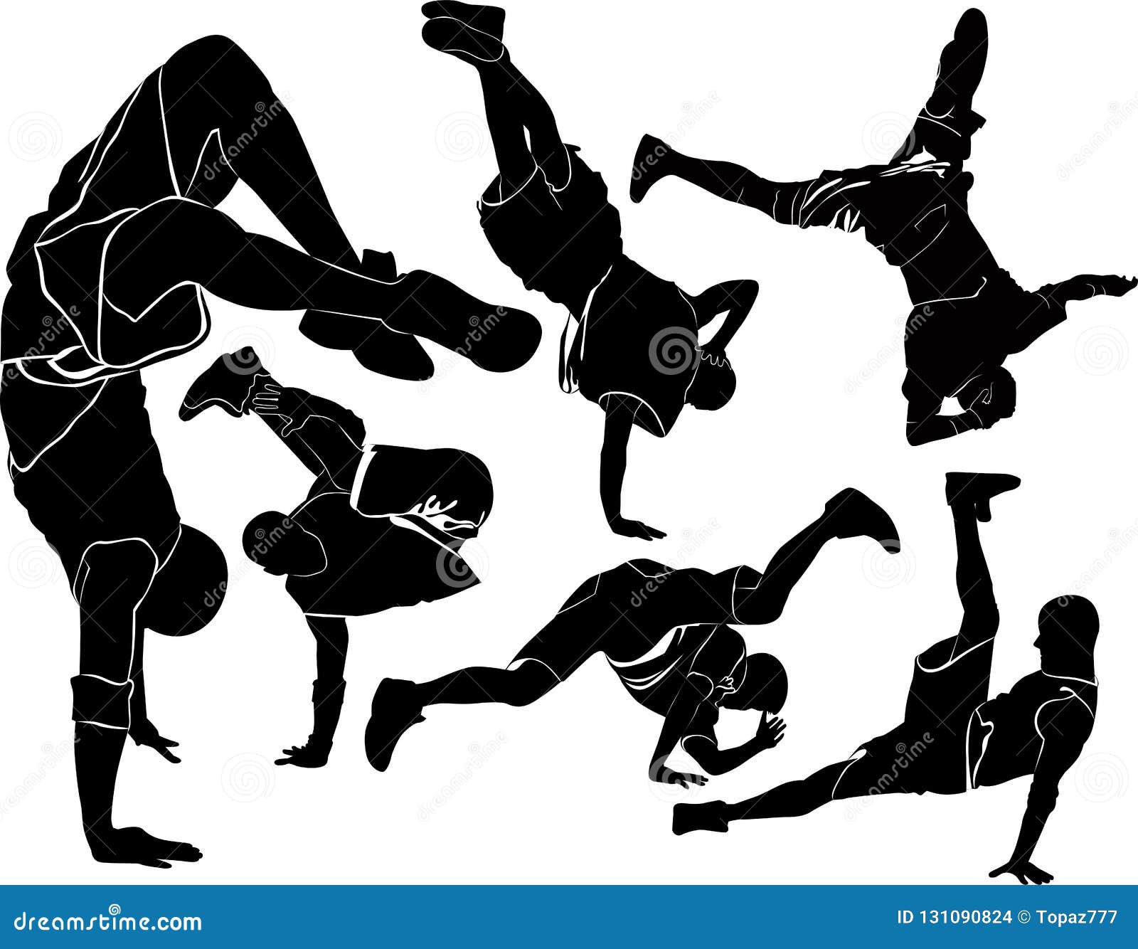 Collection Silhouettes Breakdancer on a White Background Stock Vector ...