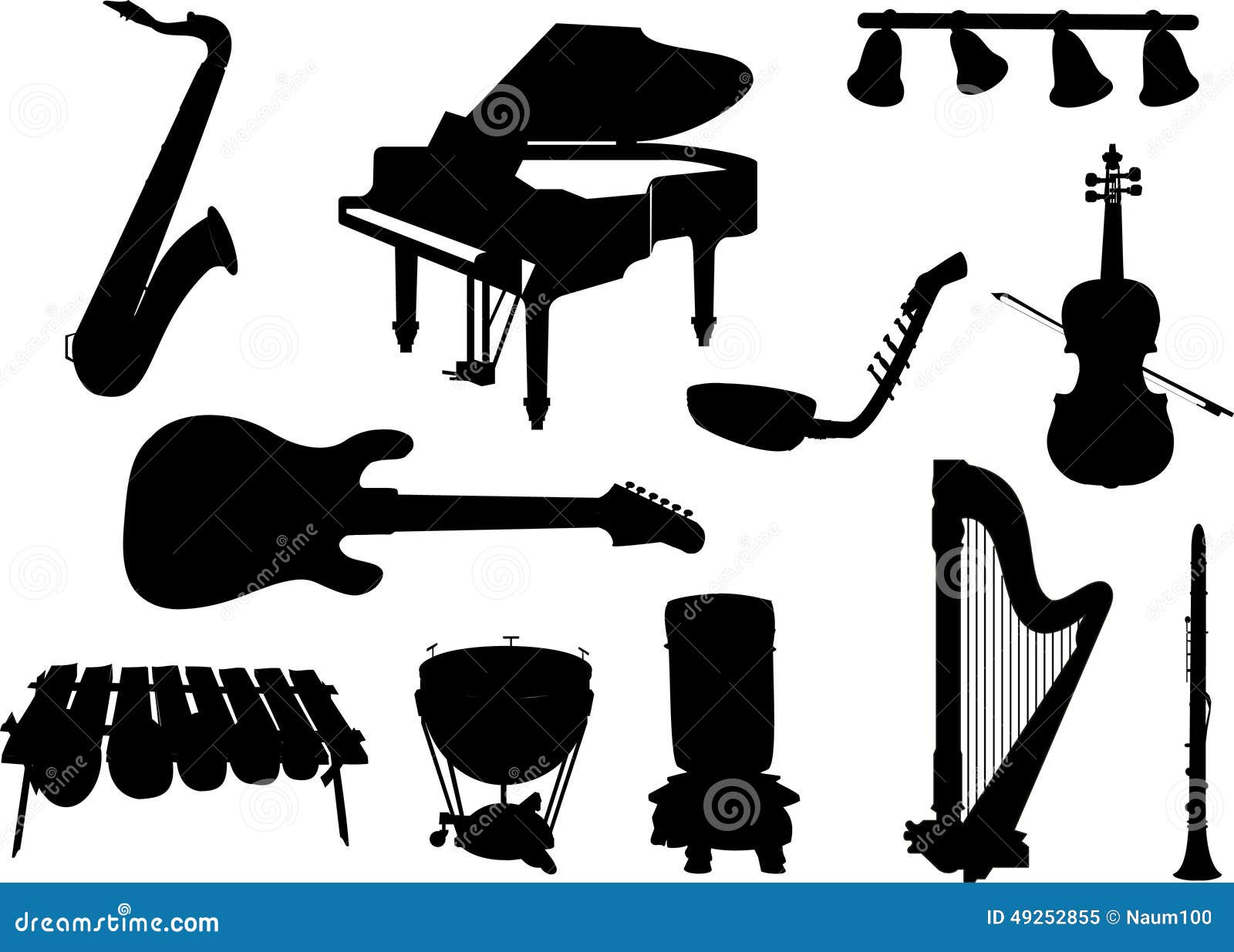 Silhouettes Of Musical Instruments Cartoon Vector | CartoonDealer.com ...