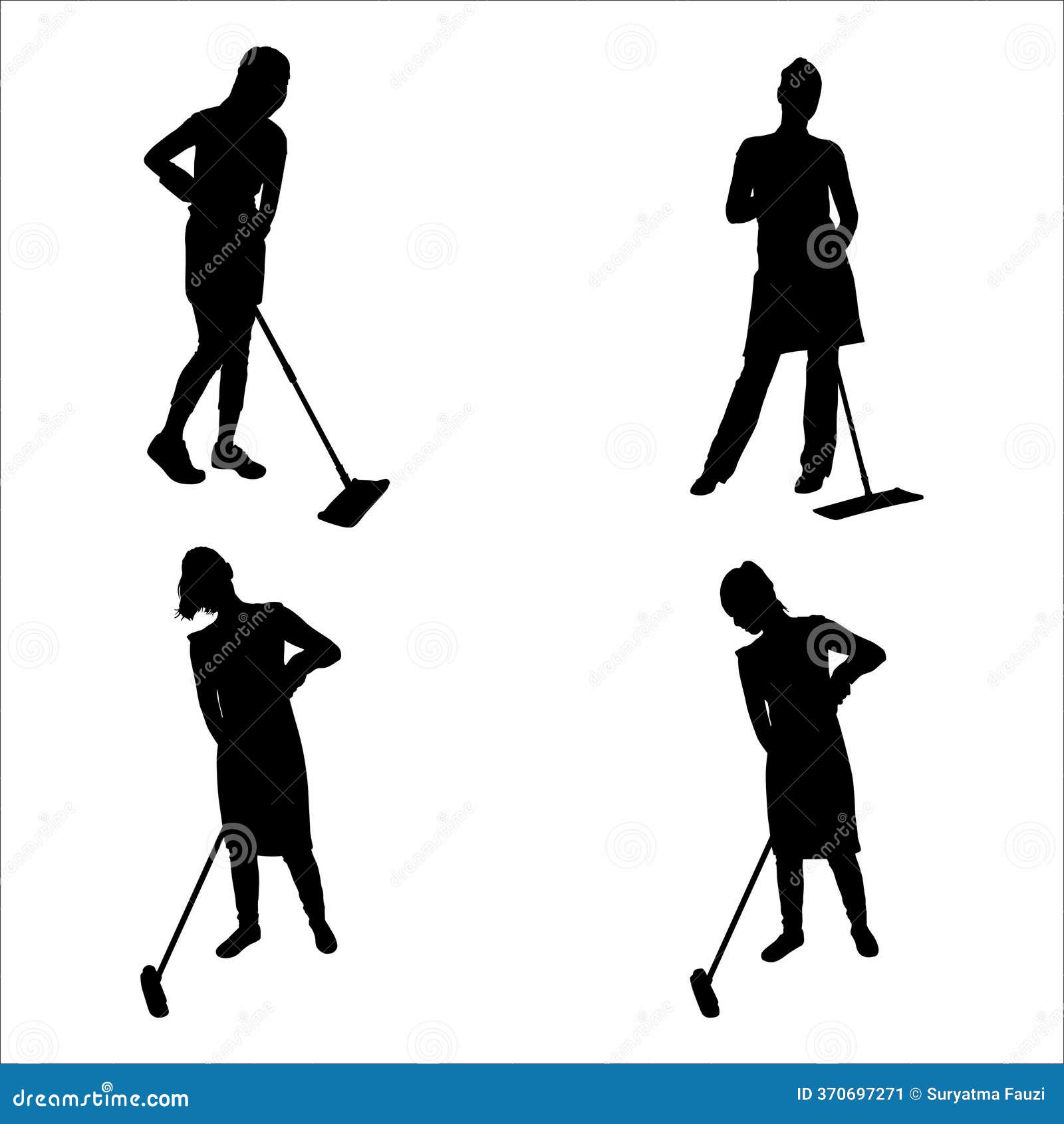 Women Are Sweeping, Vector Hand-drawing Illustration | CartoonDealer ...