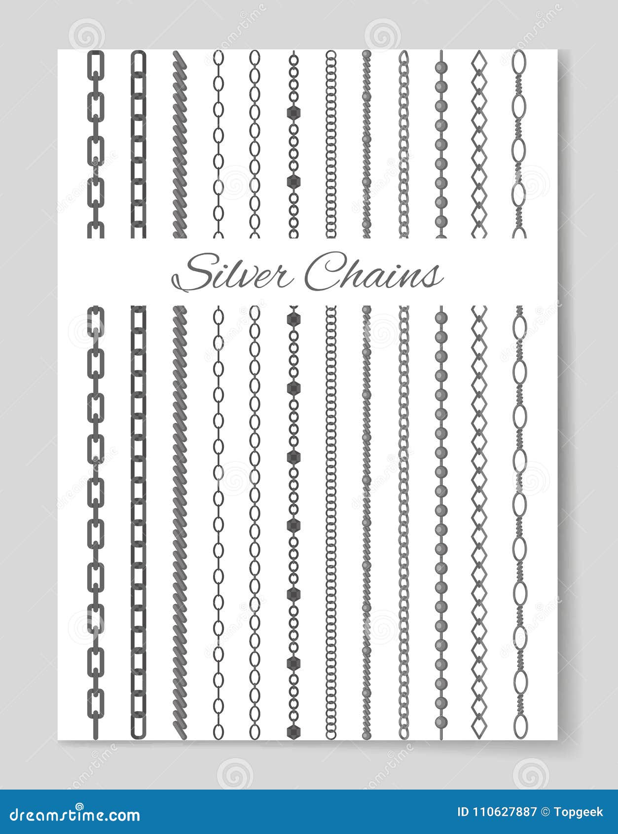 Collection of Silver Chains on White Stock Vector - Illustration of ...