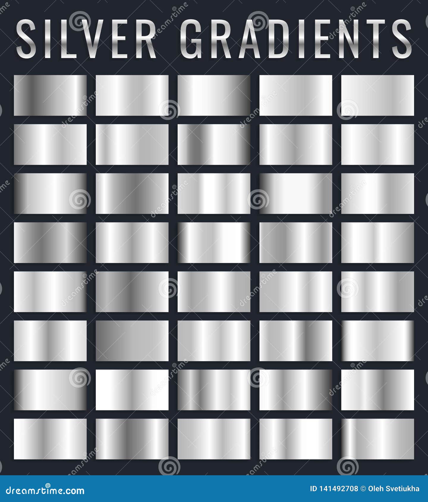 Collection of Silver, Chrome Metallic Gradient. Brilliant Plates with ...