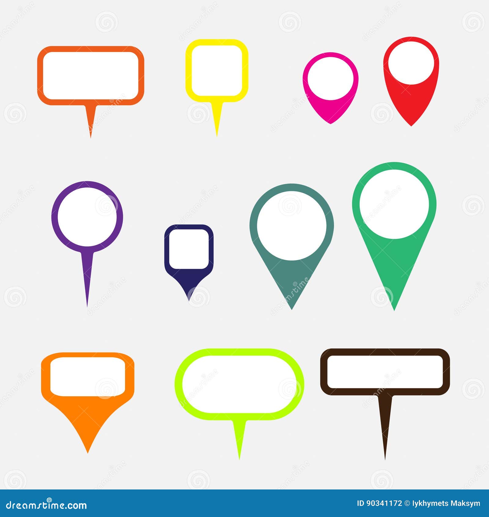 Collection of Simple Gray Map Markers Stock Illustration - Illustration ...